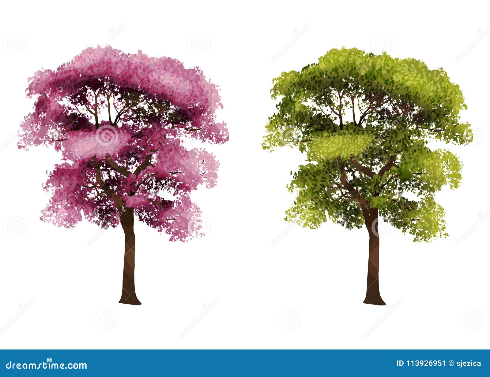 Green and Purple Vector Tree Stock Vector - Illustration of landscape ...