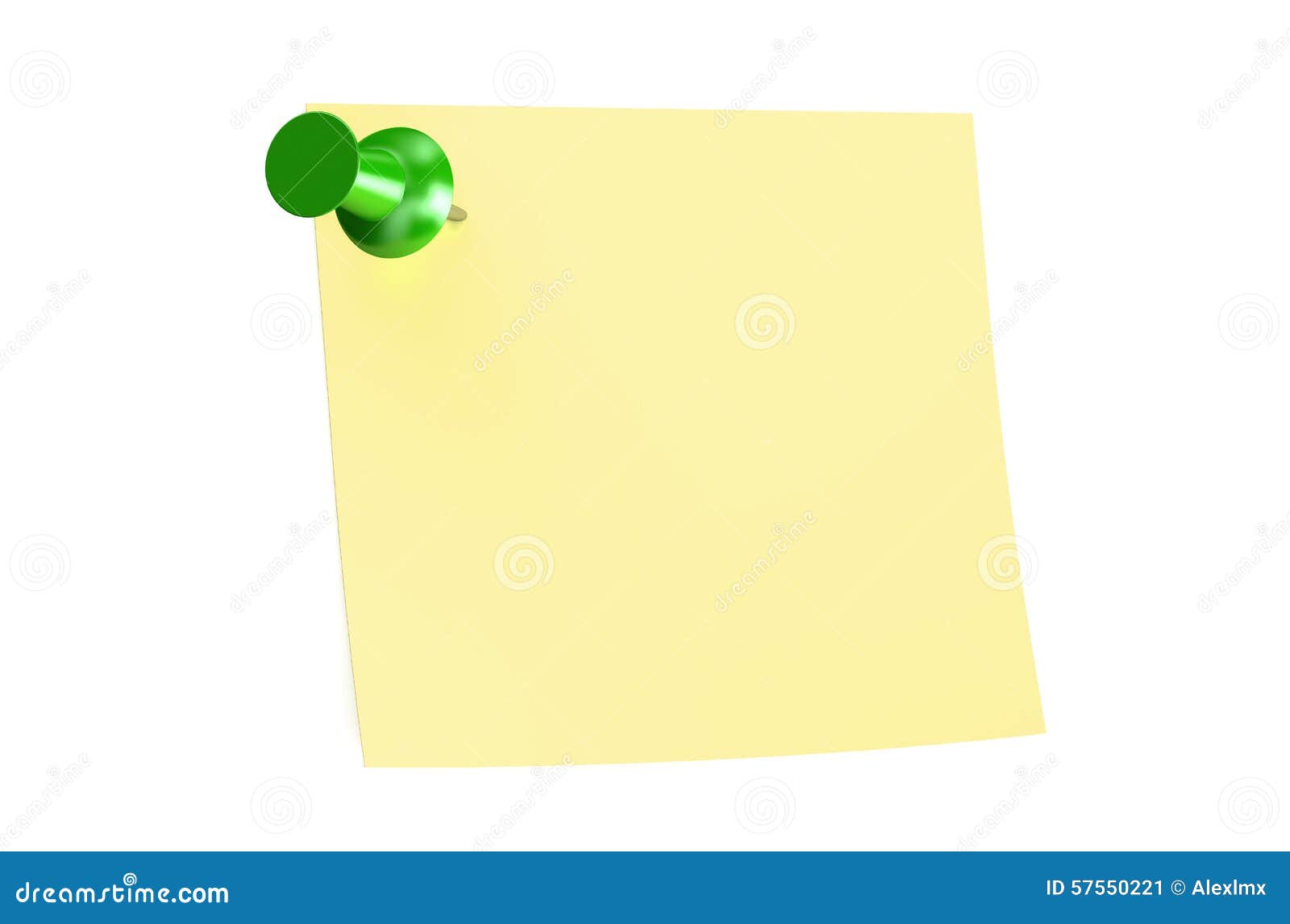 Green Push Pin with Blank Sticky Note Stock Illustration - Illustration ...