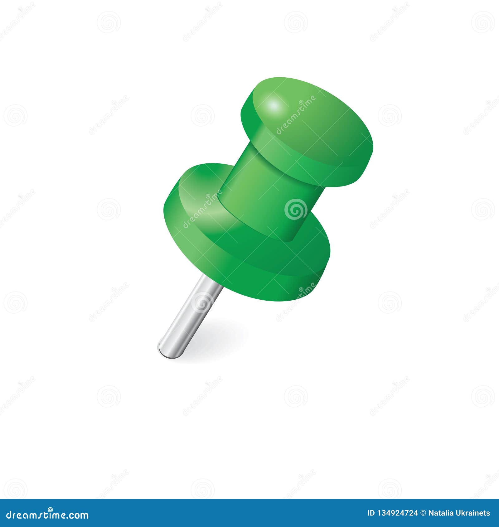 Green Push pin stock vector. Illustration of clamp, symbol - 134924724
