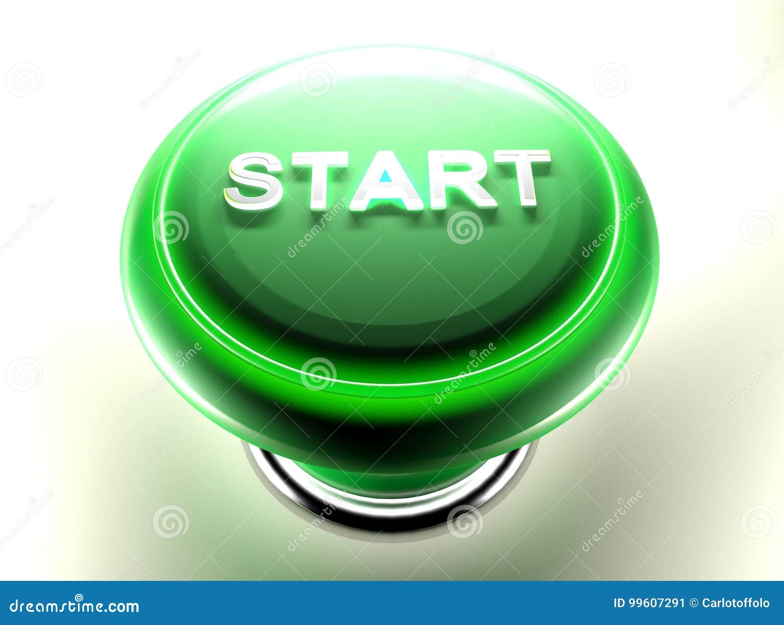 Green Pushbutton To START - 3D Rendering Stock Illustration ...