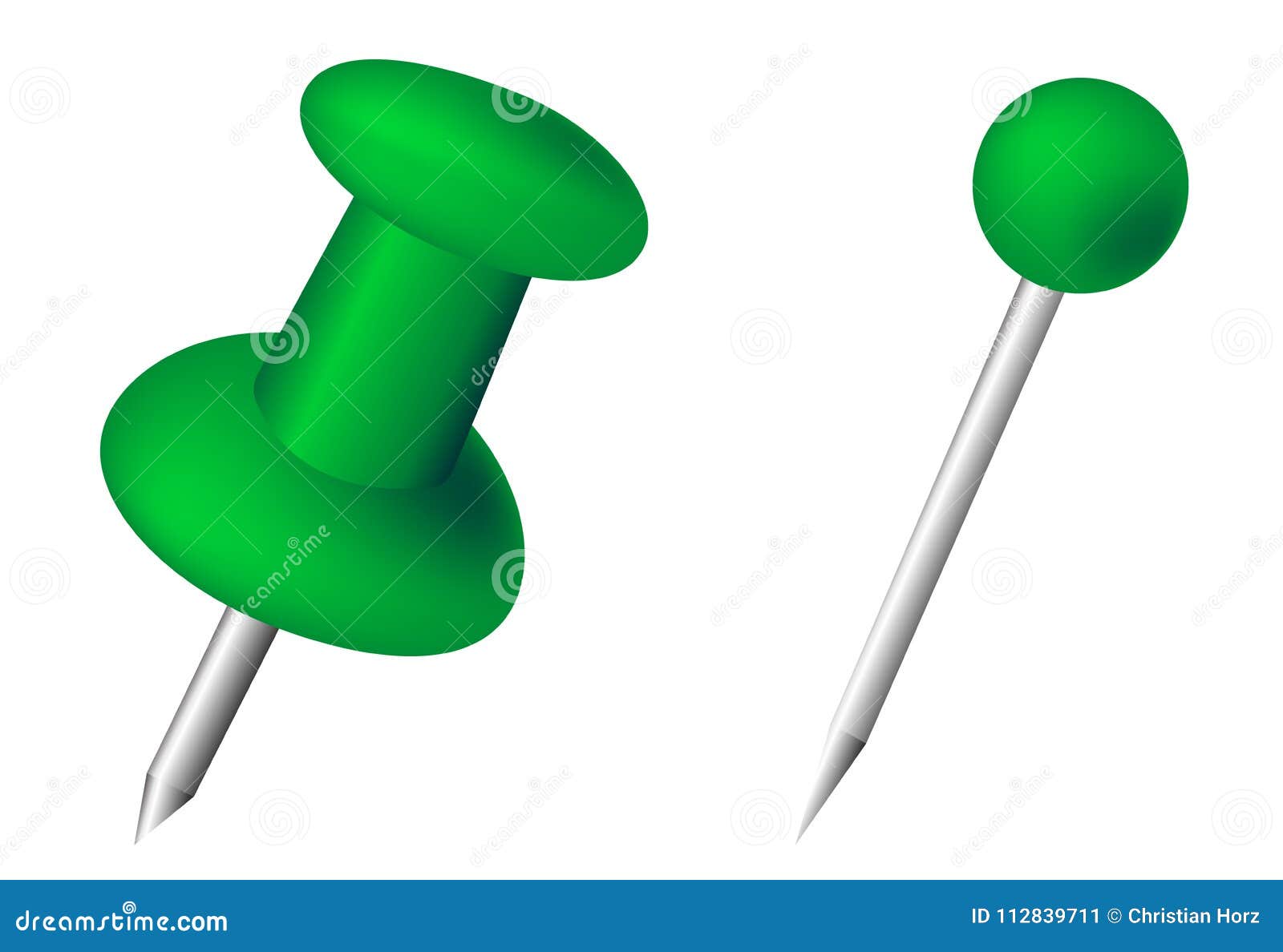 Green Pushpin and Pin on White Background Stock Vector - Illustration ... Green Pushpin and Pin on White Background Stock Vector - Illustration ...