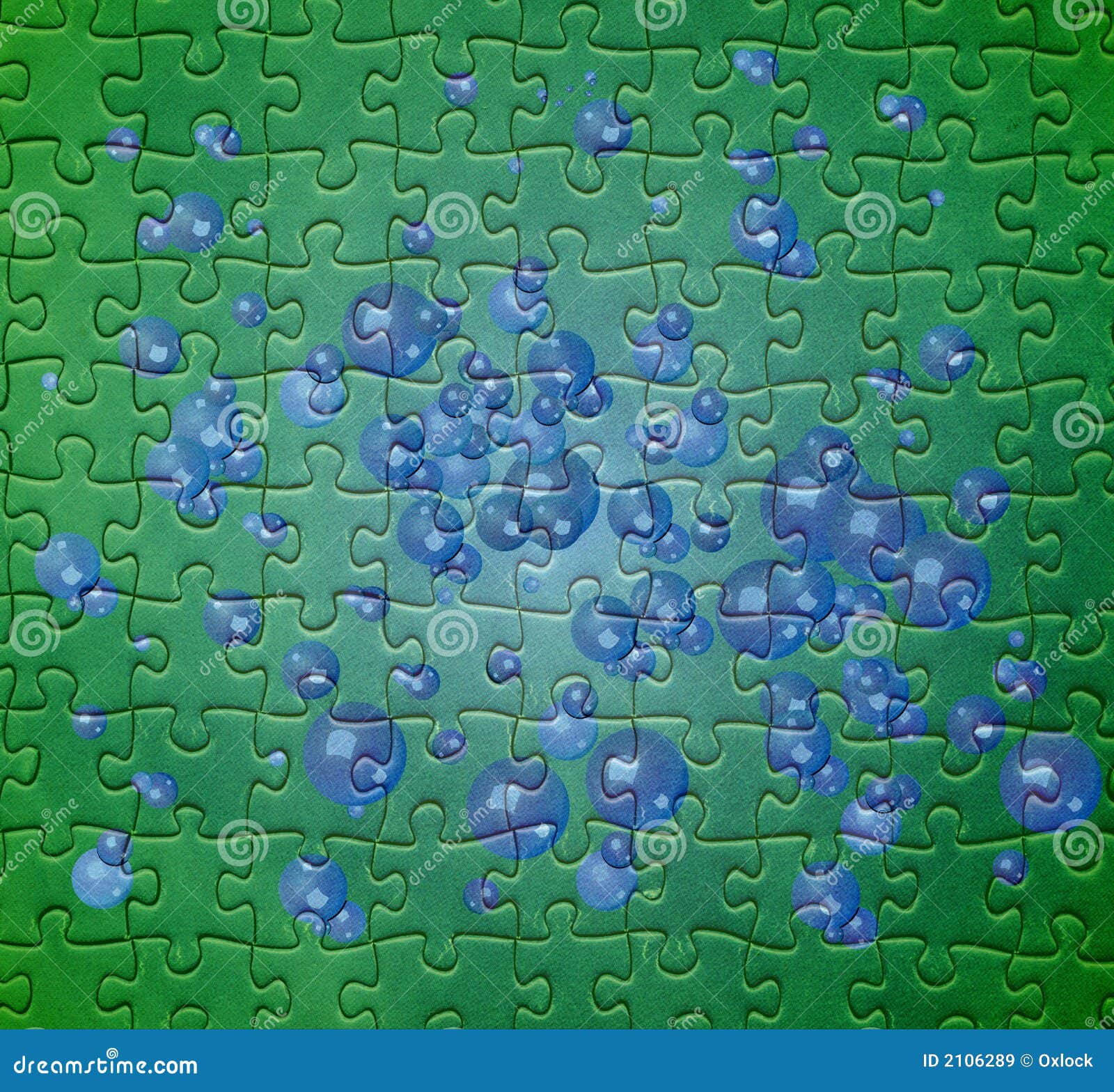 Green Puzzle Pattern with Blue Bubbles Stock Illustration ...