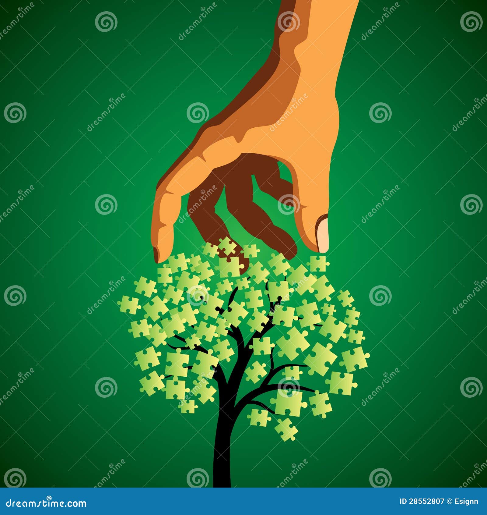 Green Puzzles with Tree Shape Stock Vector - Illustration of jigsaw ...