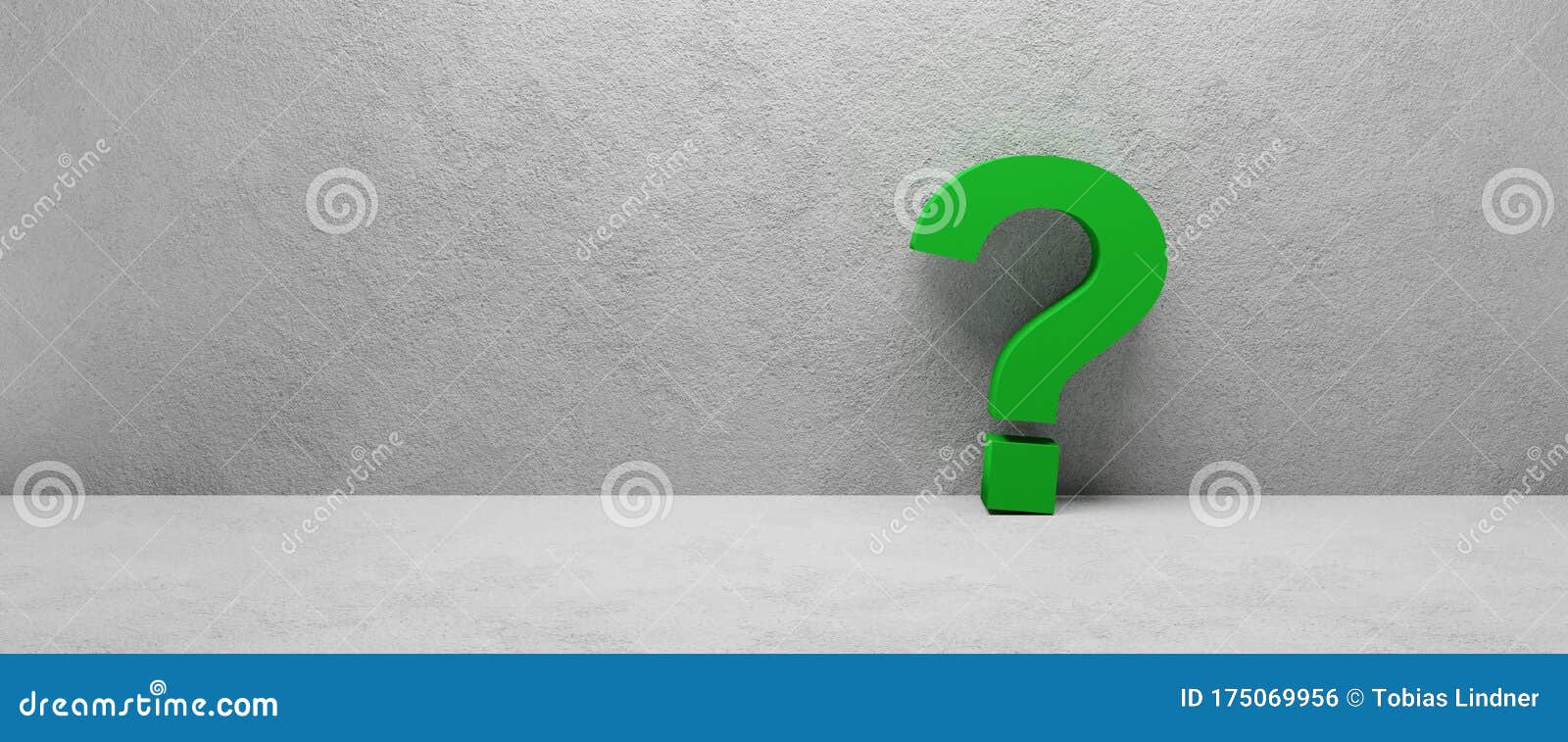 Green Question Mark Laying at Concrete Wall - Cgi 3d Render Image Stock ...