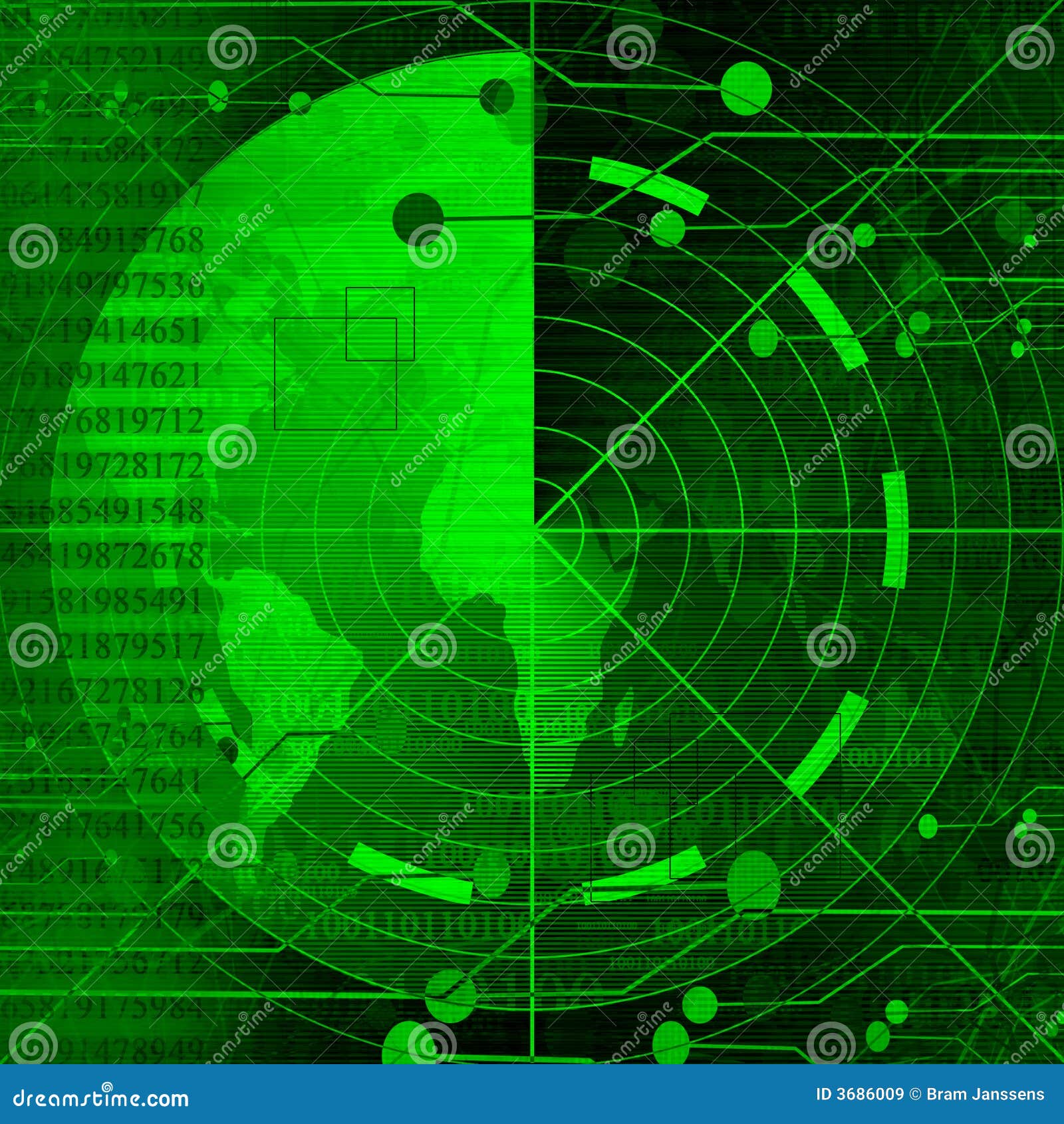 Green radar screen stock illustration. Illustration of detect - 3686009