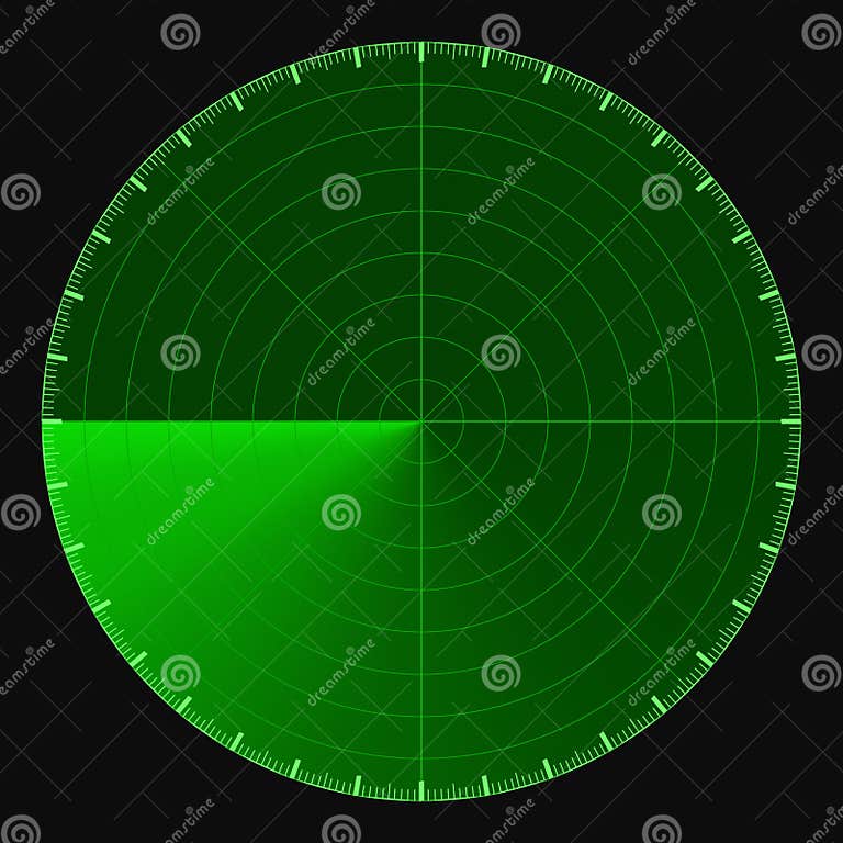 Green Radar Screen, Circular 360 Degree Scale, Vector Template Active ...