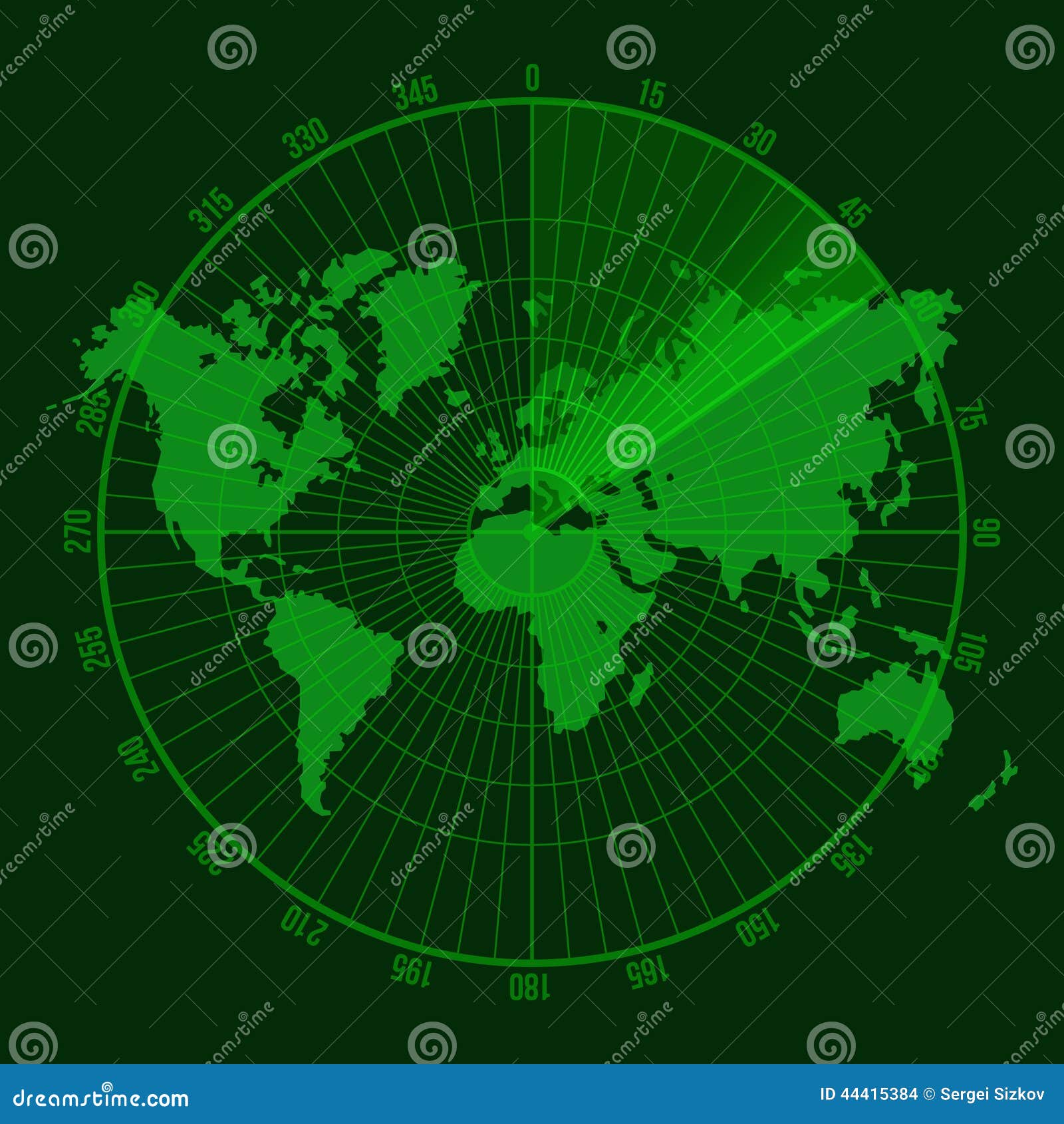 Green Radar Screen with Map. Vector Stock Vector - Illustration of ...