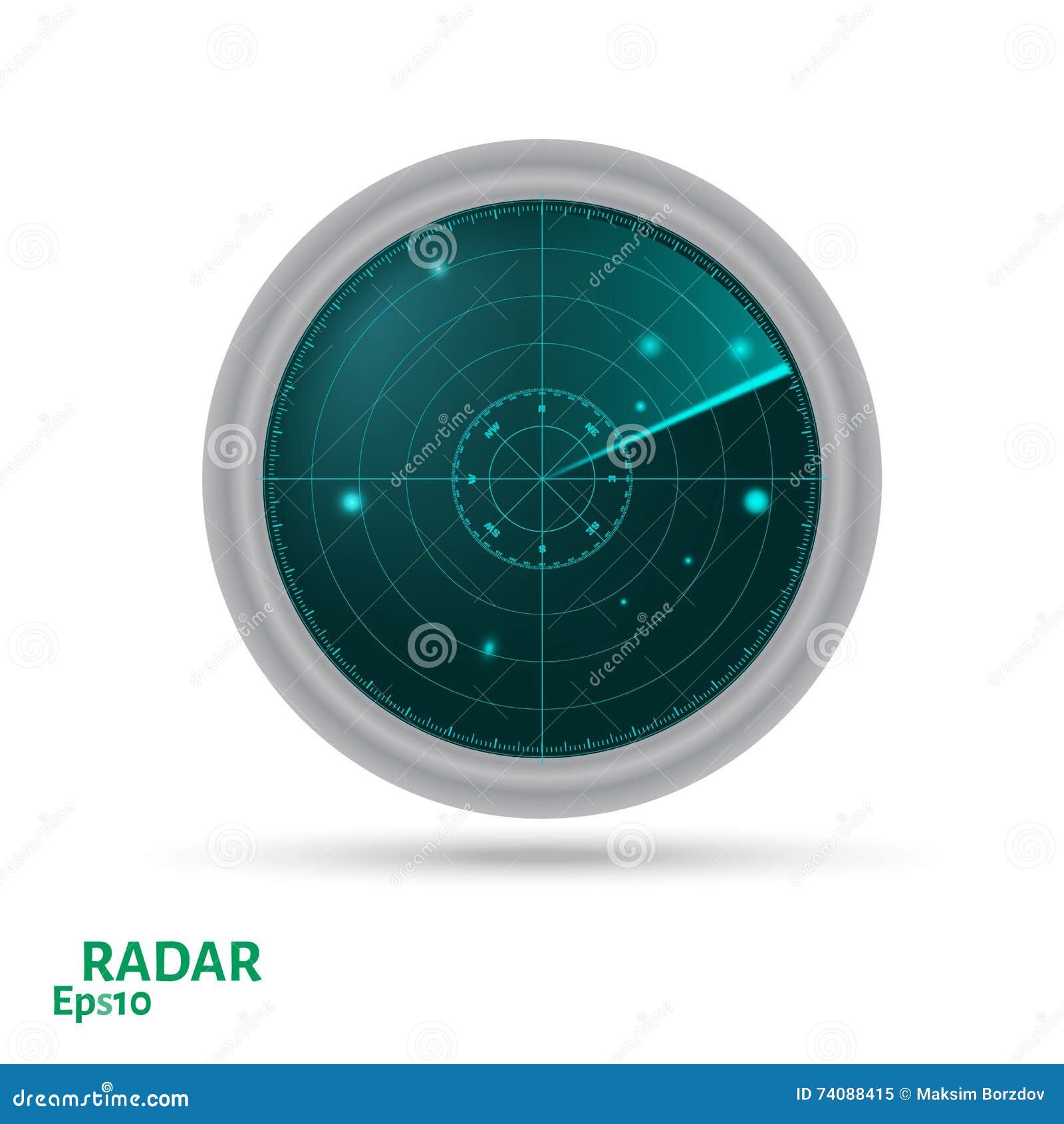 Green radar screen . stock vector. Illustration of graphic - 74088415