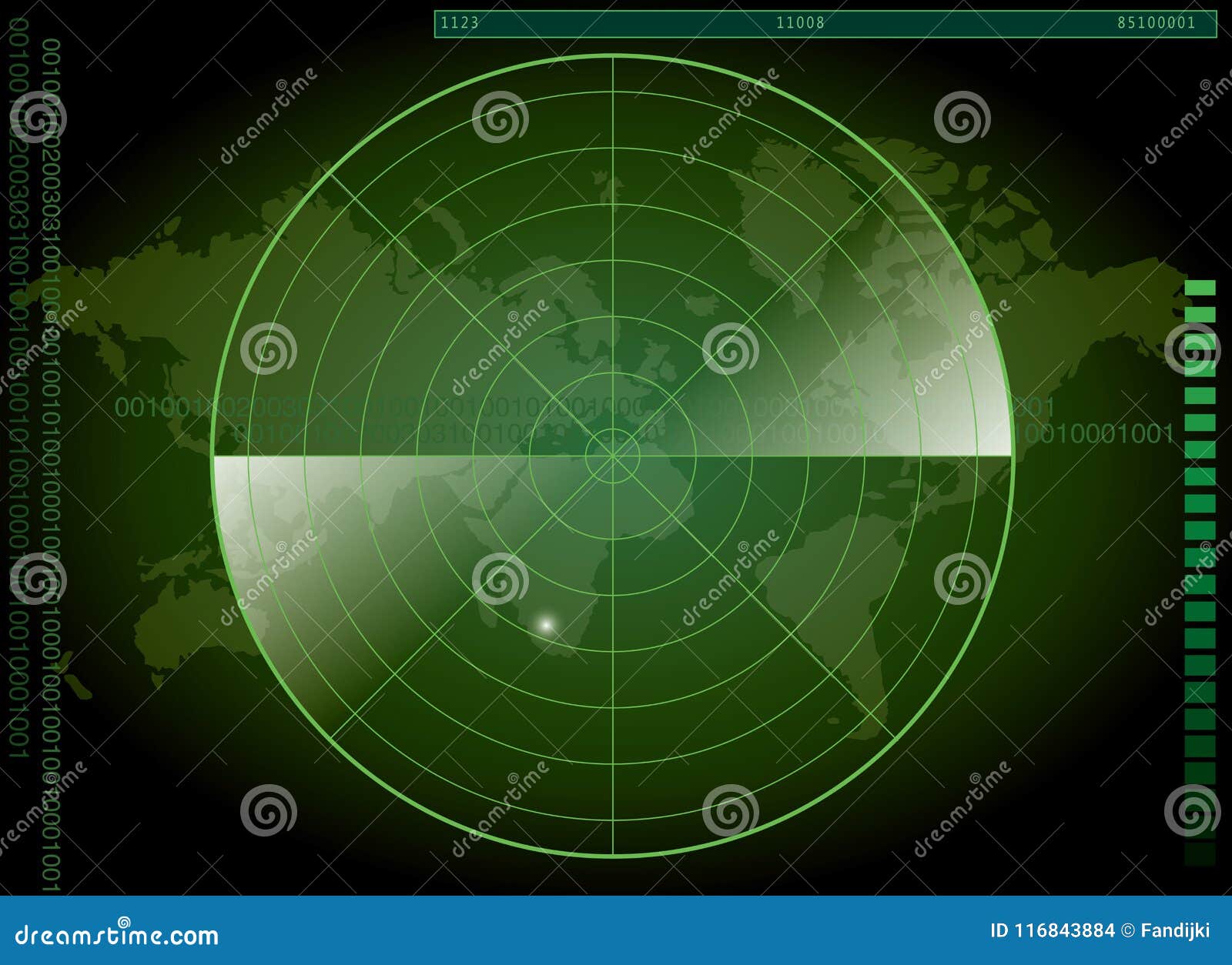 Green Radar Screen And World Map Vector Illustration | CartoonDealer ...