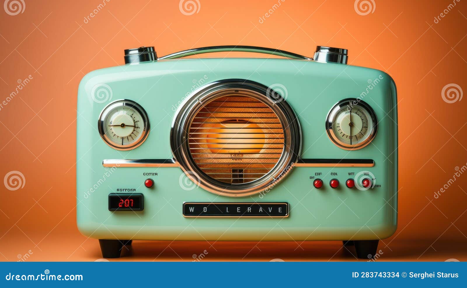 A Green Radio Sitting on Top of a Table. Generative AI Image. Stock ...