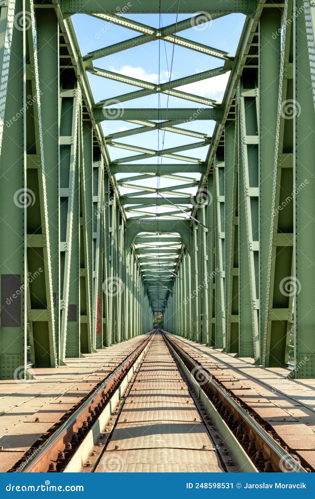 Green Railroad Bridge Rails Stock Image - Image of bridge, empty: 248598531