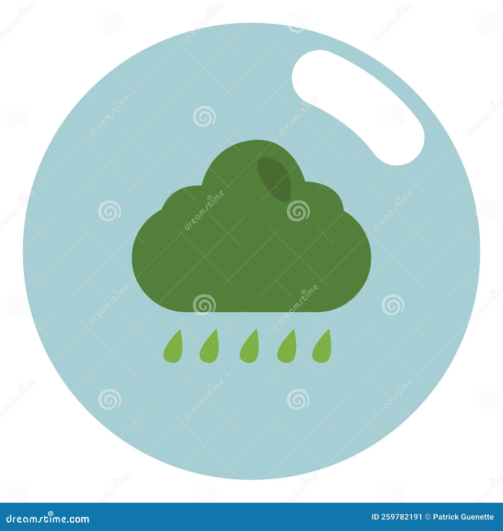 Green rain cloud, icon stock vector. Illustration of color - 259782191