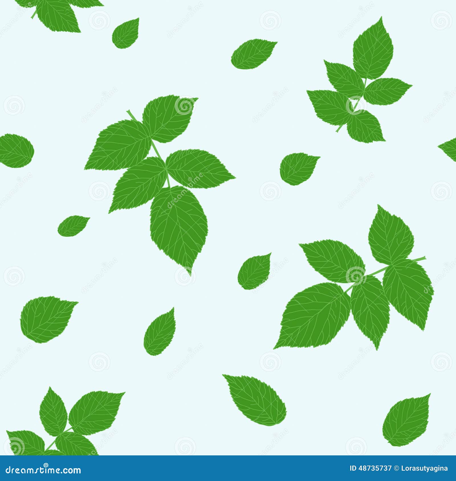 Green Raspberry Leaves. Traditional Colors. Seamless Pattern Stock ...