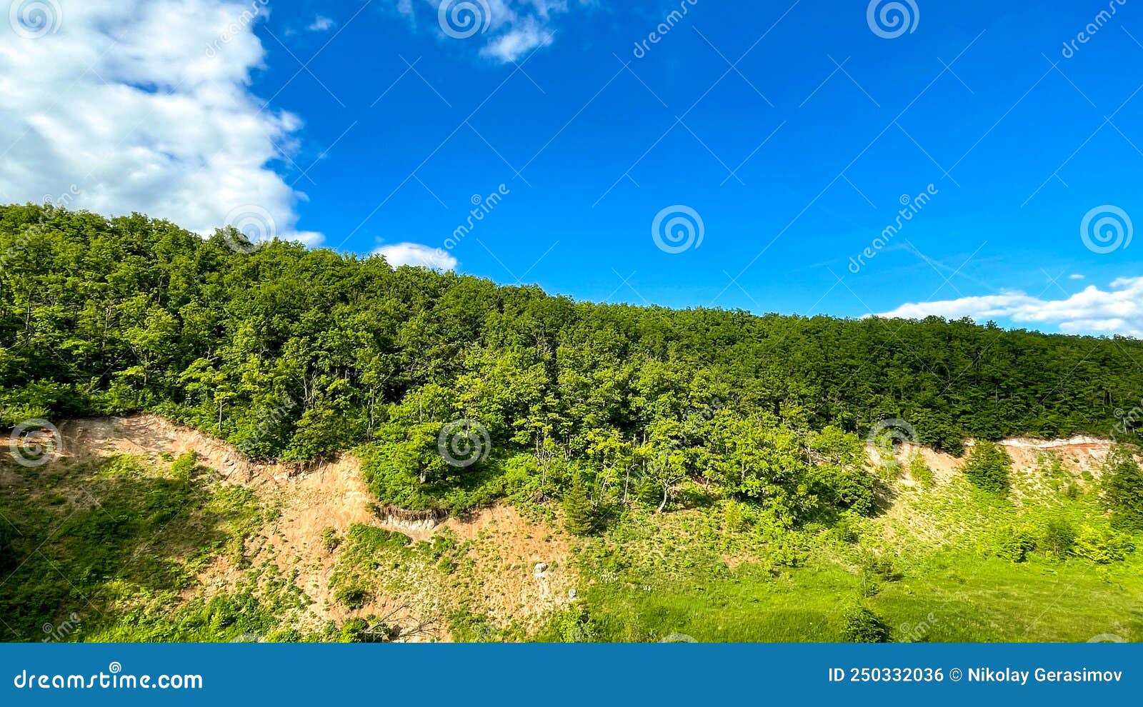 Green Ravines and Plains with Small Trees Stock Photo - Image of ...