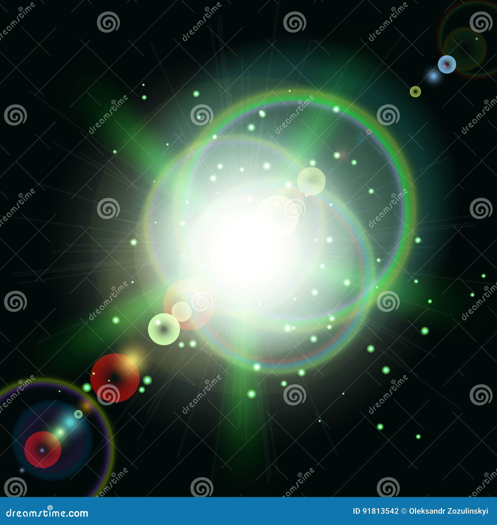 Green ray of a star Vector stock vector. Illustration of dark - 91813542