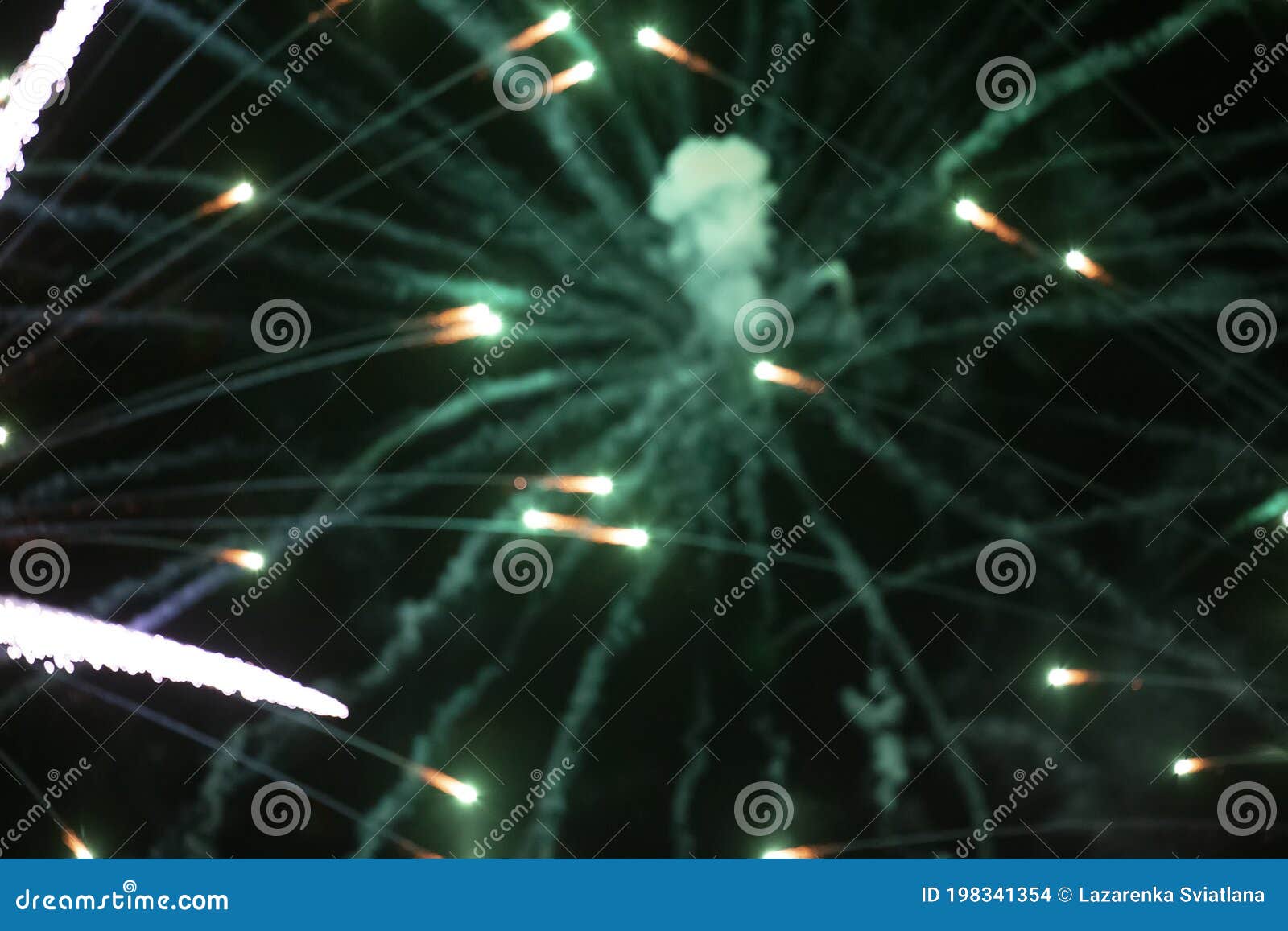 Green Rays from the Explosion of Fireworks Stock Photo - Image of ...