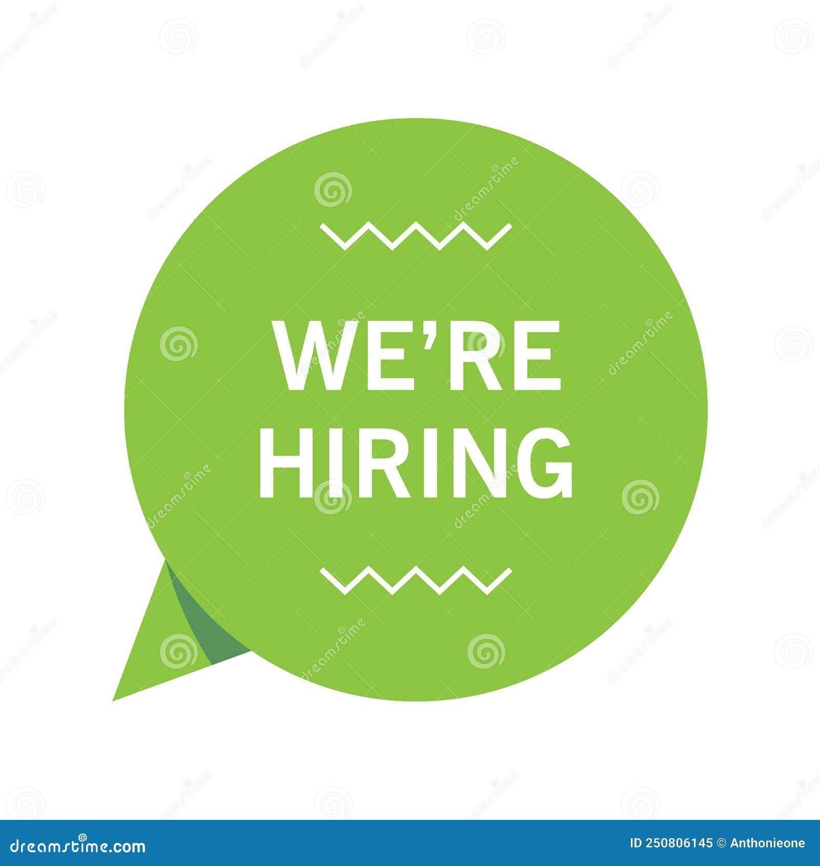 Green we are Hiring Speech Bubble Vector Illustration on White ...