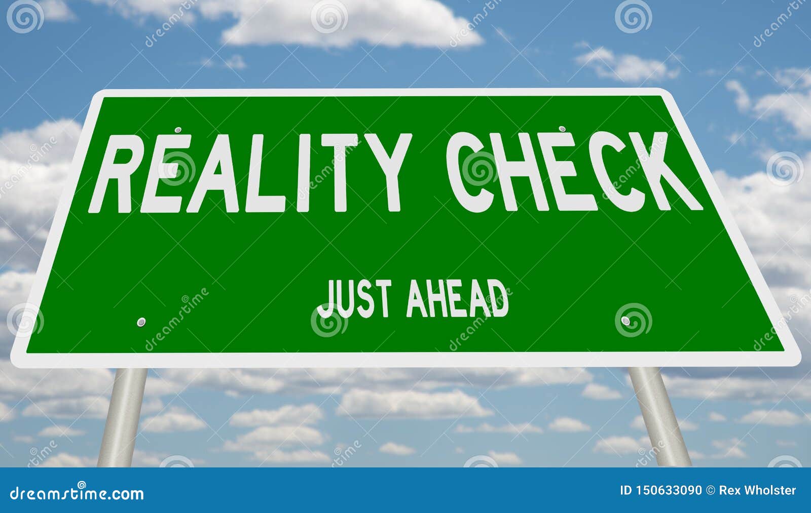 Green Reality Check Next Exit Sign Stock Illustration - Illustration of ...