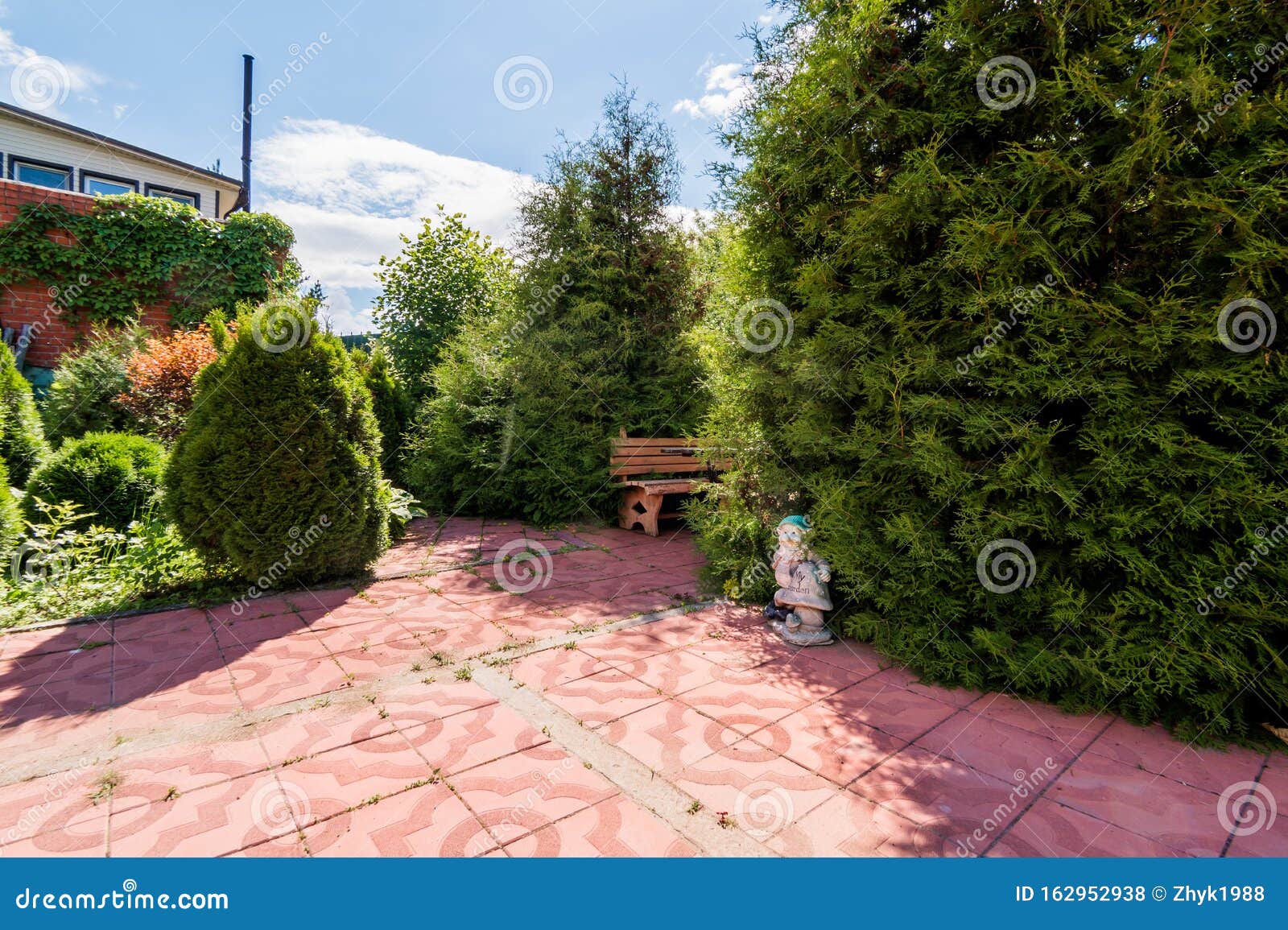 Green Recreation Area in the Courtyard of a Private House, Trees and ...