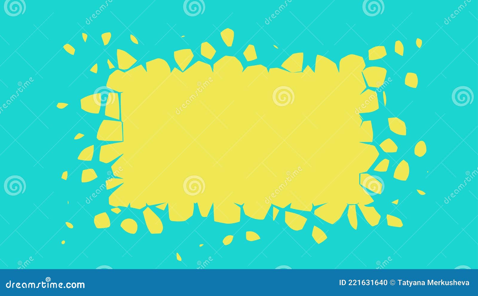 A Green Rectangle with Flying Fragments. Exploding Design Element with ...