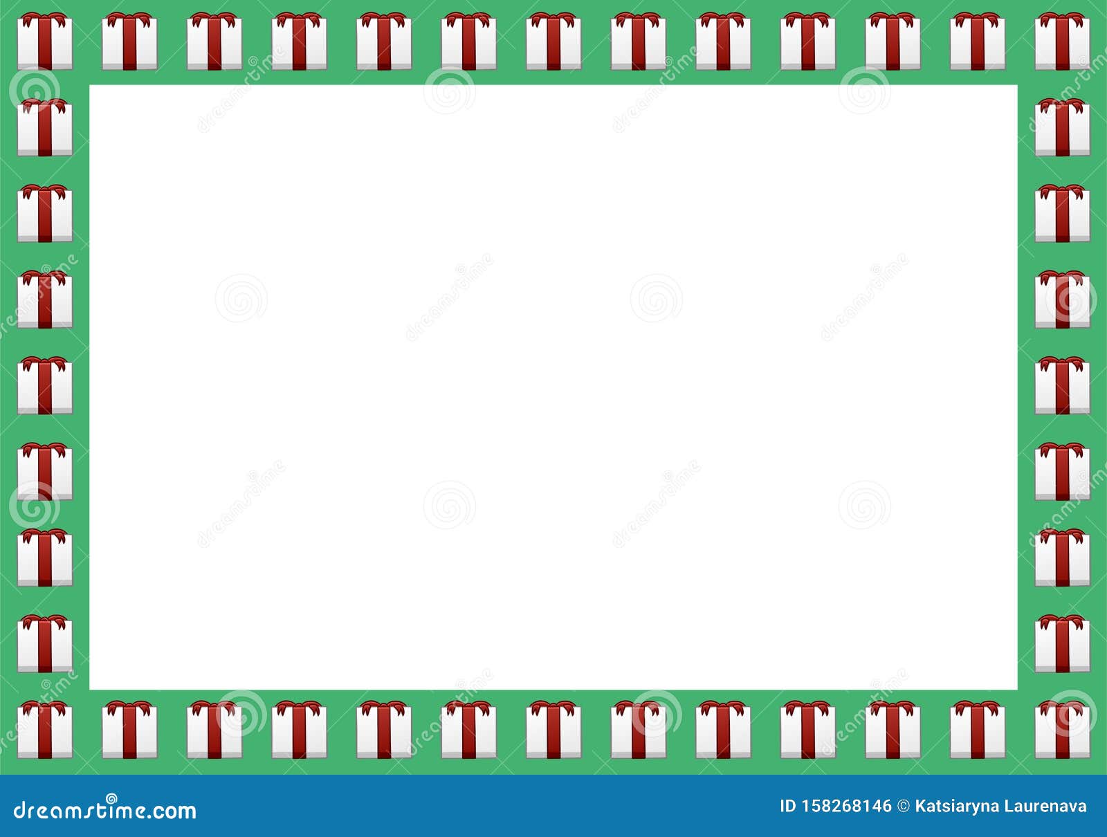 Green Rectangle Frame with White Gift Boxes Stock Illustration ...