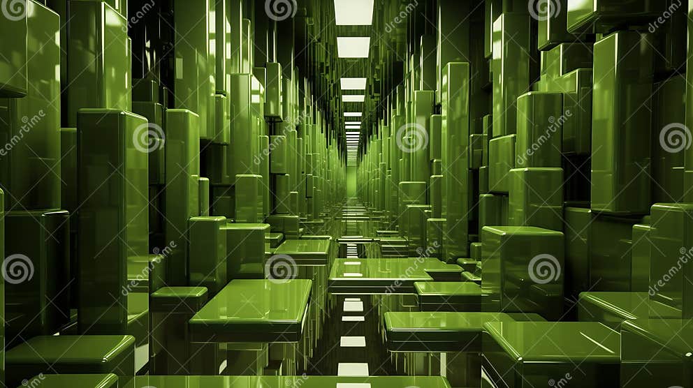 A Green Rectangular Objects in a Room Stock Illustration - Illustration ...