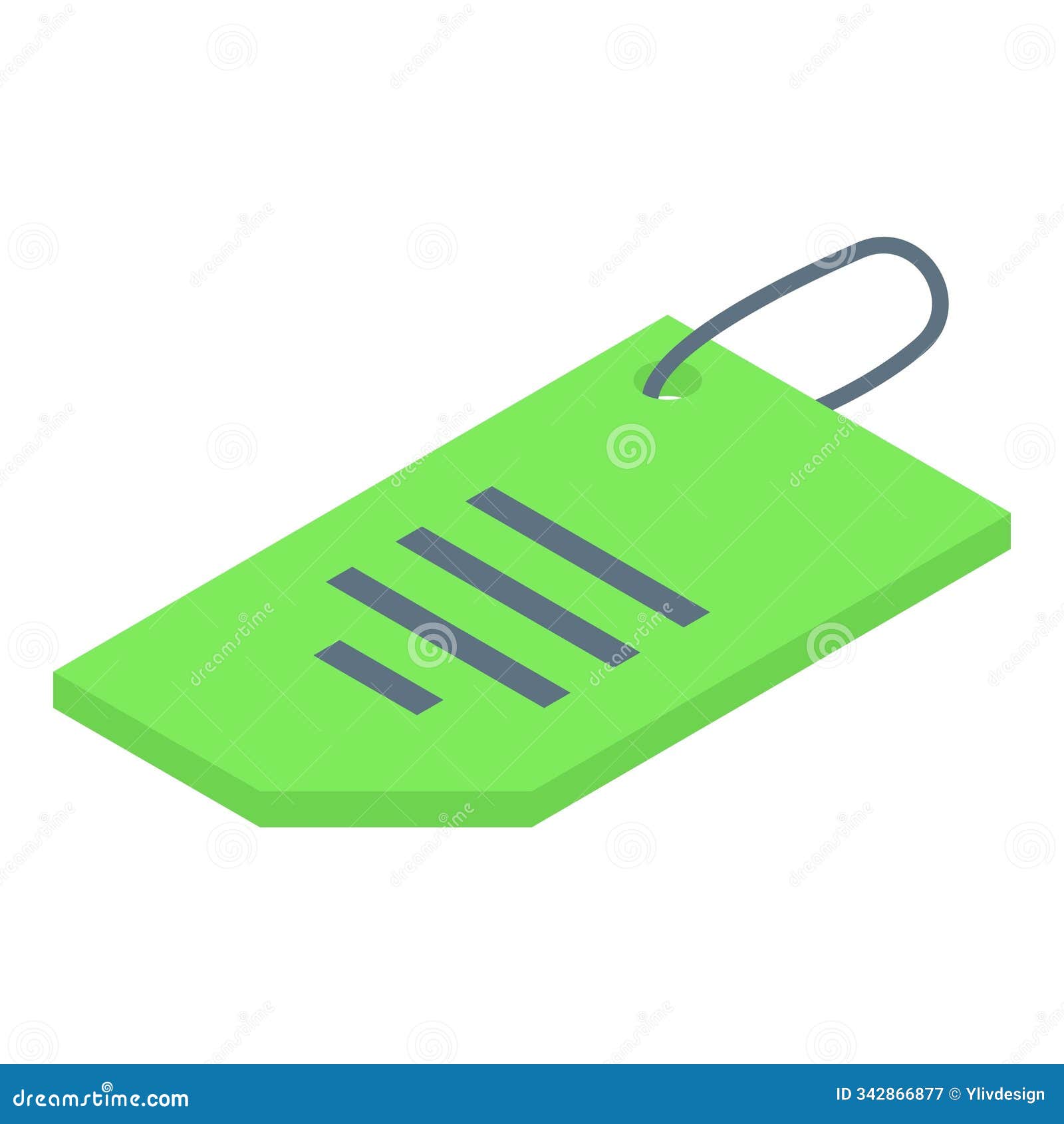 Green Rectangular Price Tag Showing Four Horizontal Lines with String ...