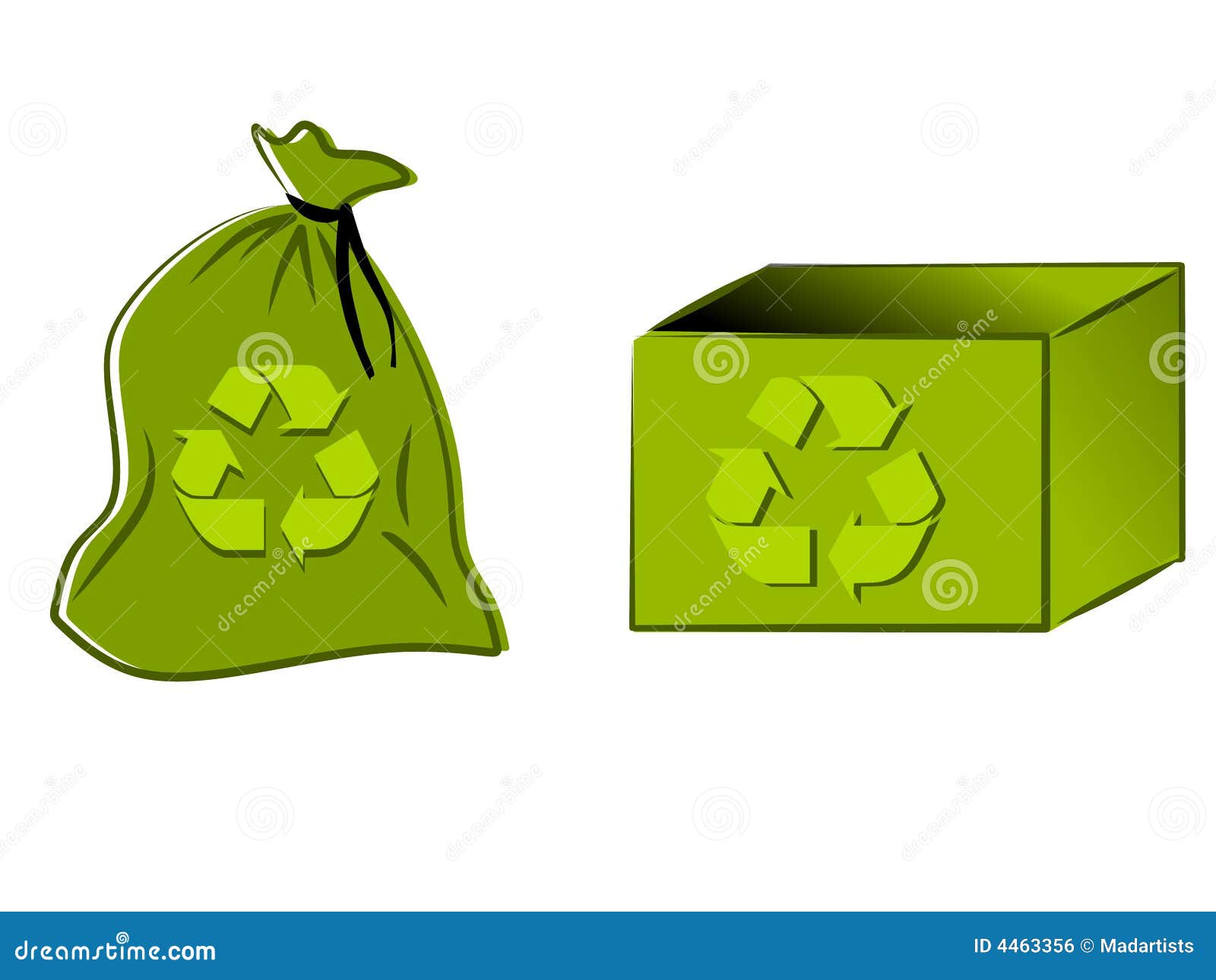 Green Recycle Bag and Bin stock illustration. Illustration of ...