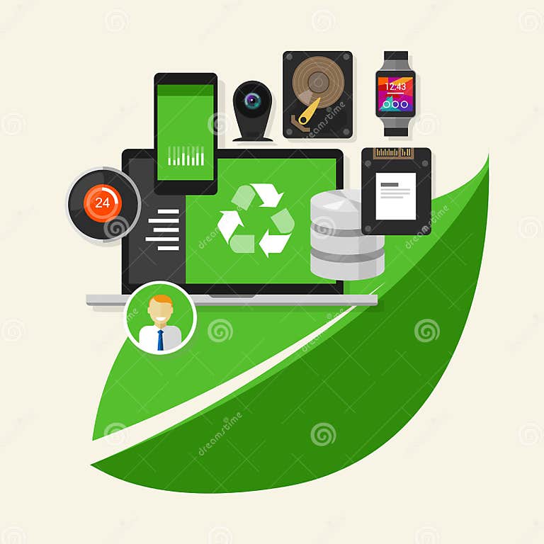 Green Recycle Computer Technology Computing Stock Vector - Illustration ...