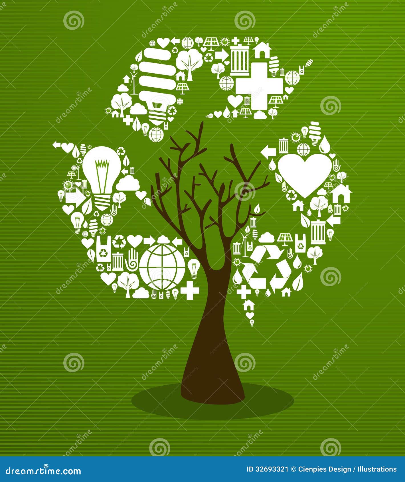 Green recycle concept tree stock vector. Illustration of idea - 32693321