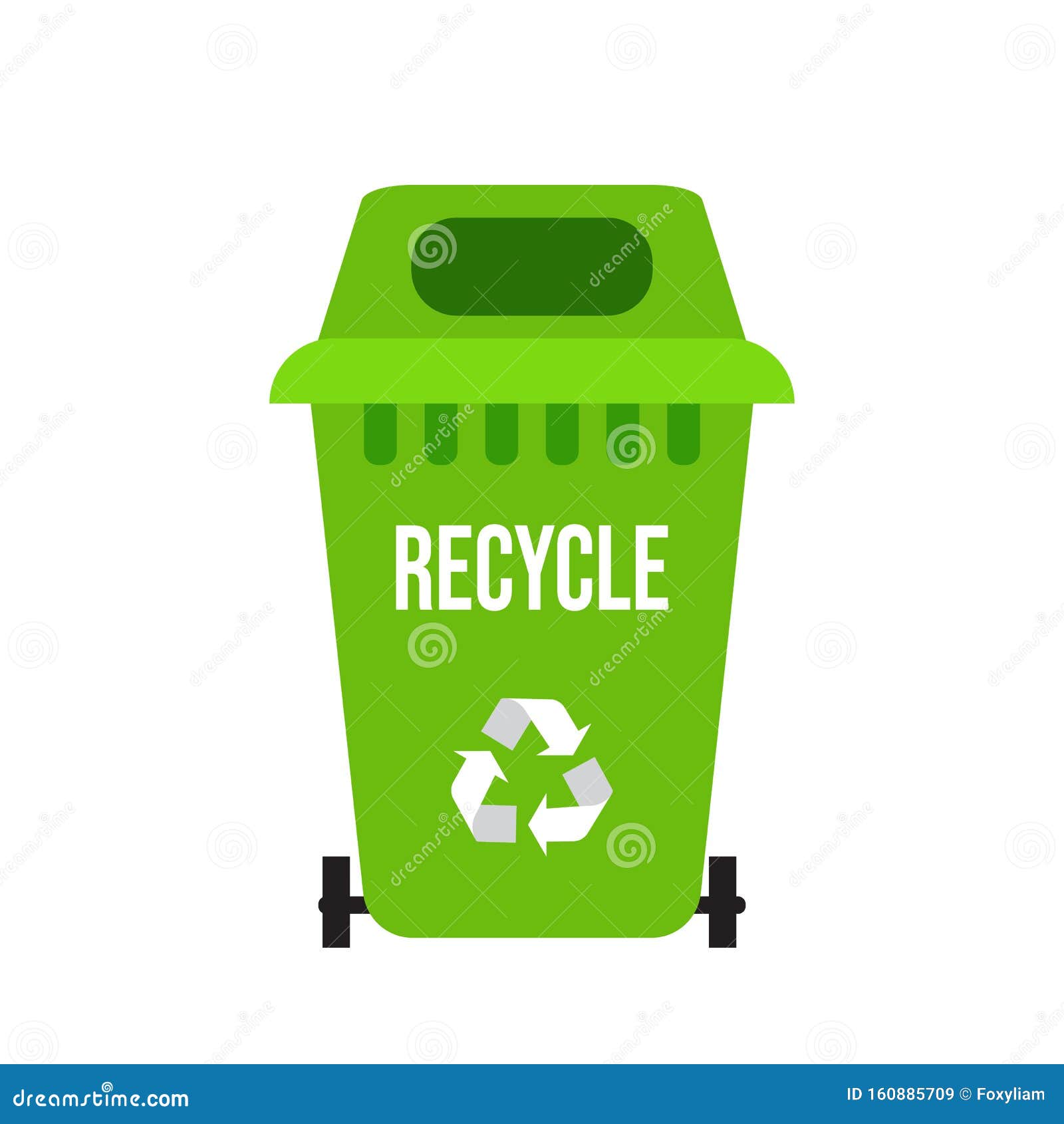 Green recycle garbage bin stock vector. Illustration of refuse - 160885709