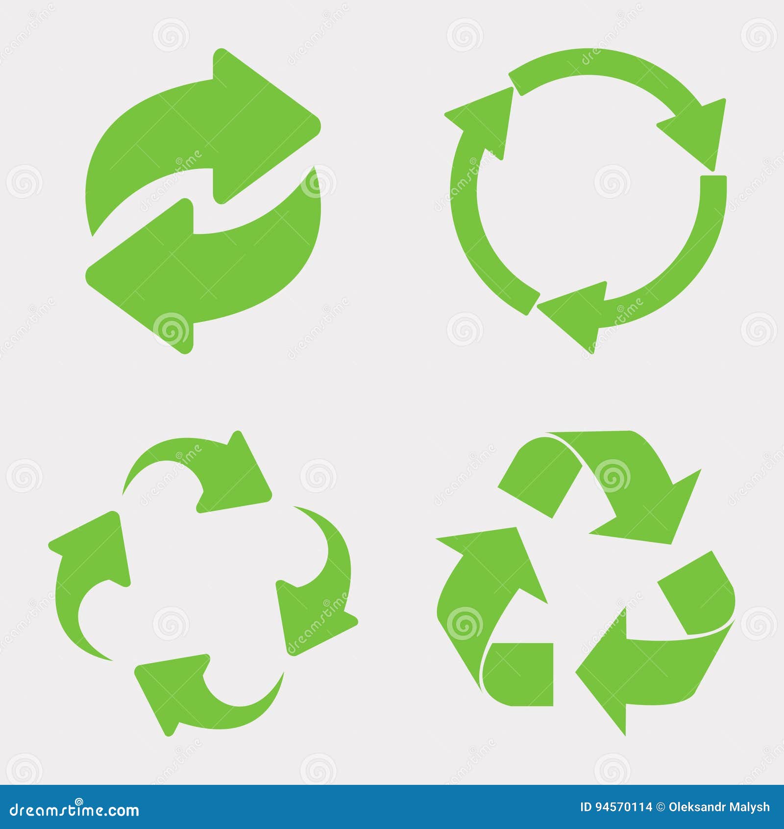 Green recycle icon set stock vector. Illustration of environmentally ...