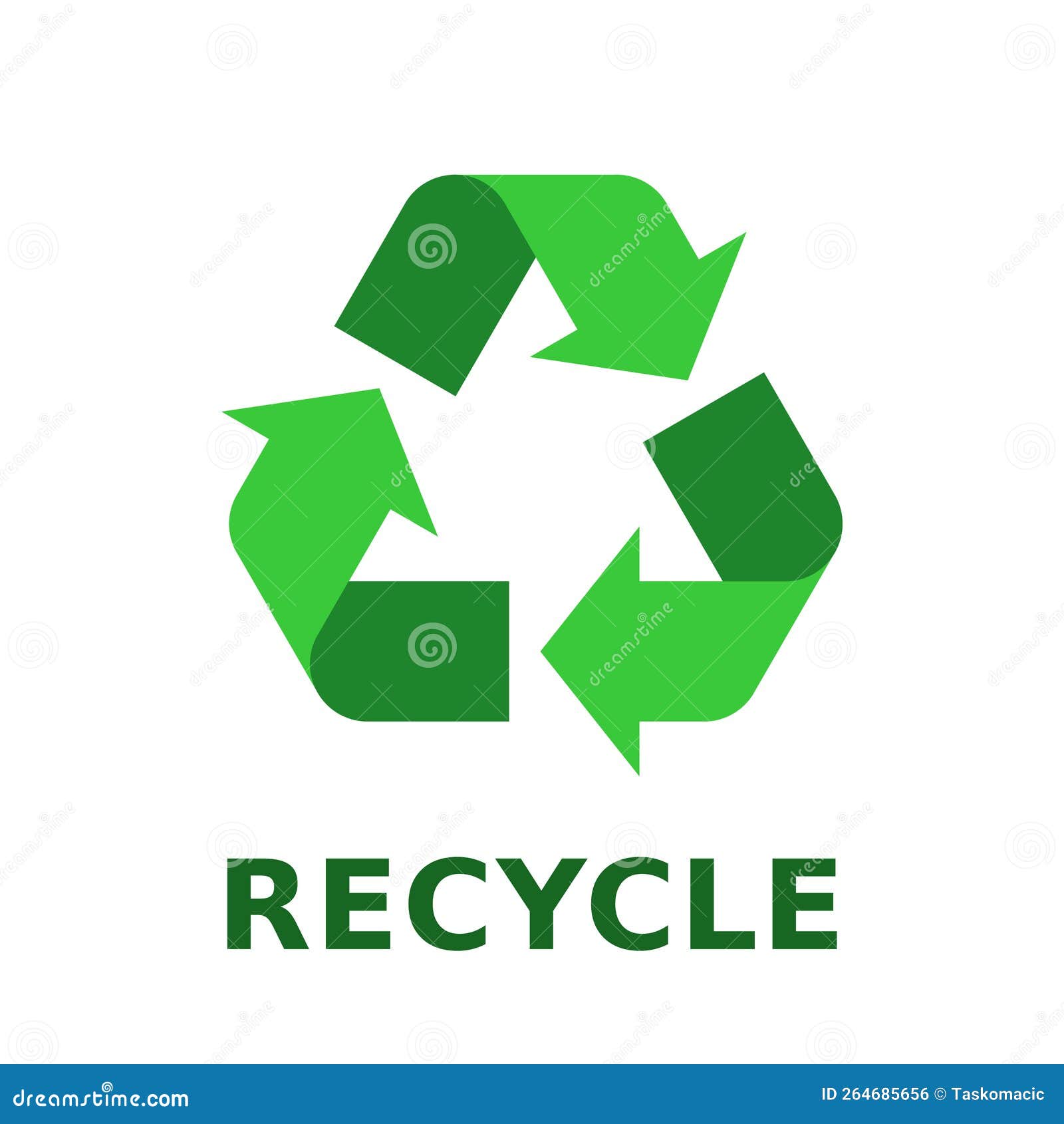 Green Recycle Sign, Symbol Or Icon. Text Recycle. Triangular Recycling ...
