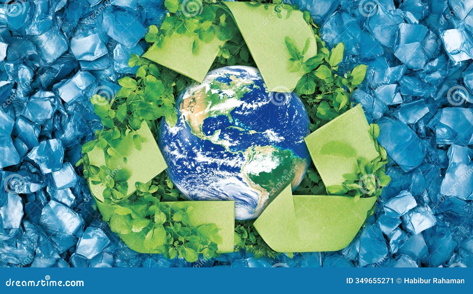 Green Recycle Symbol with Earth in Center Stock Illustration ...