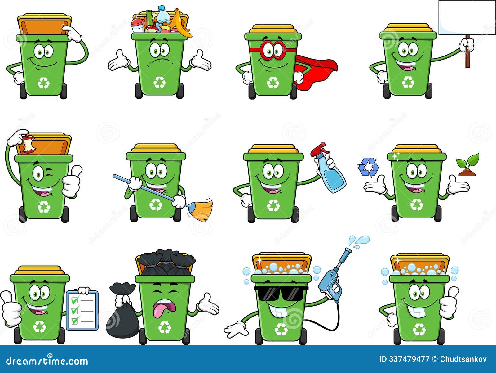 Recycle Trash Bin Black Icon. Garbage Can Vector Illustration ...