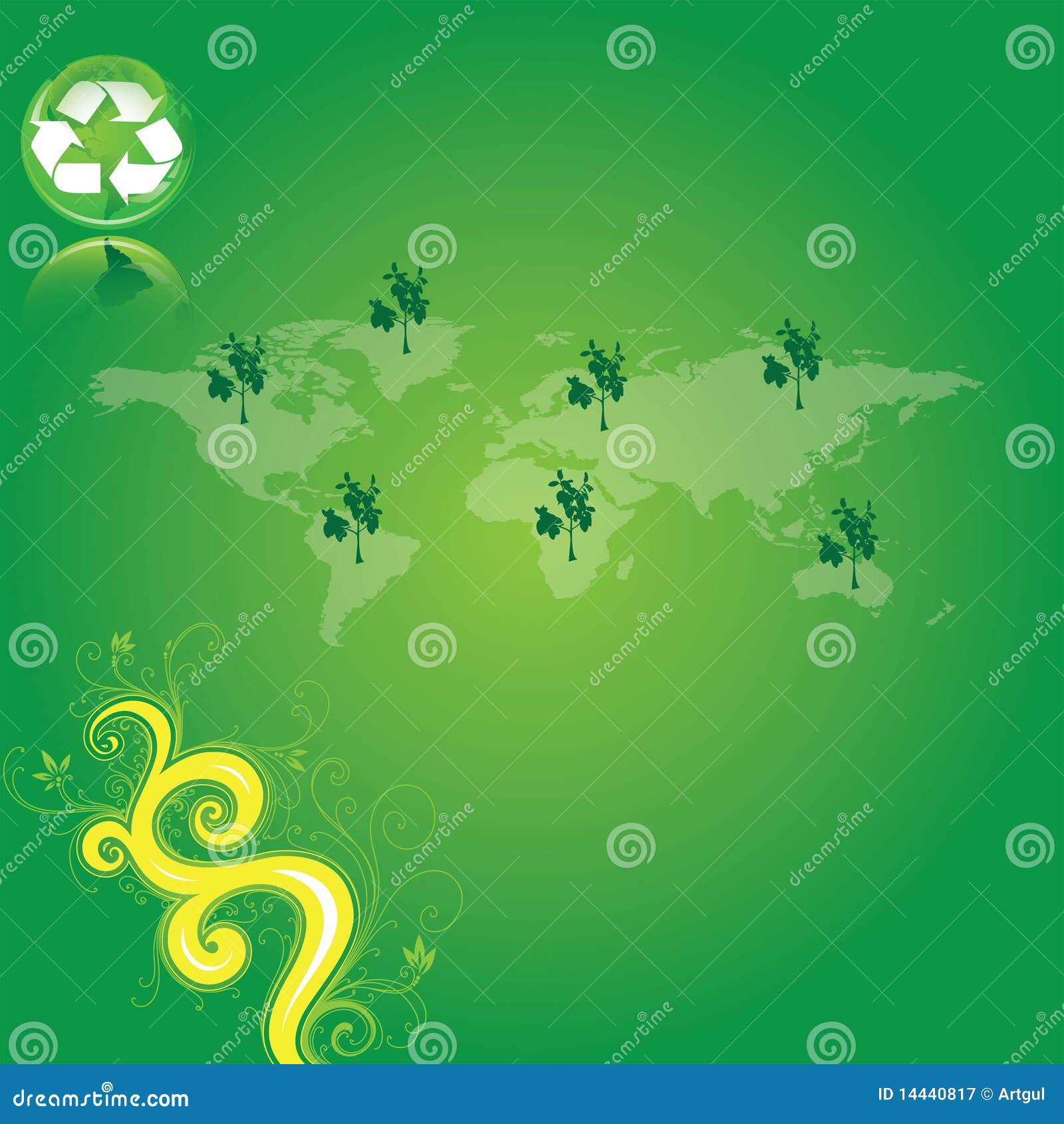 Green Recycle World Map stock illustration. Illustration of business ...