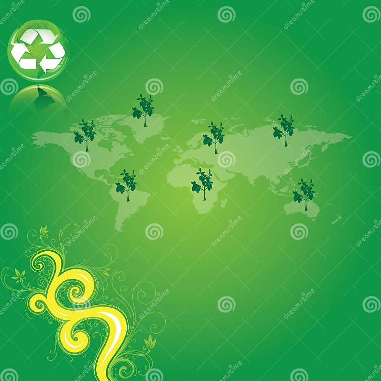 Green Recycle World Map stock illustration. Illustration of business ...