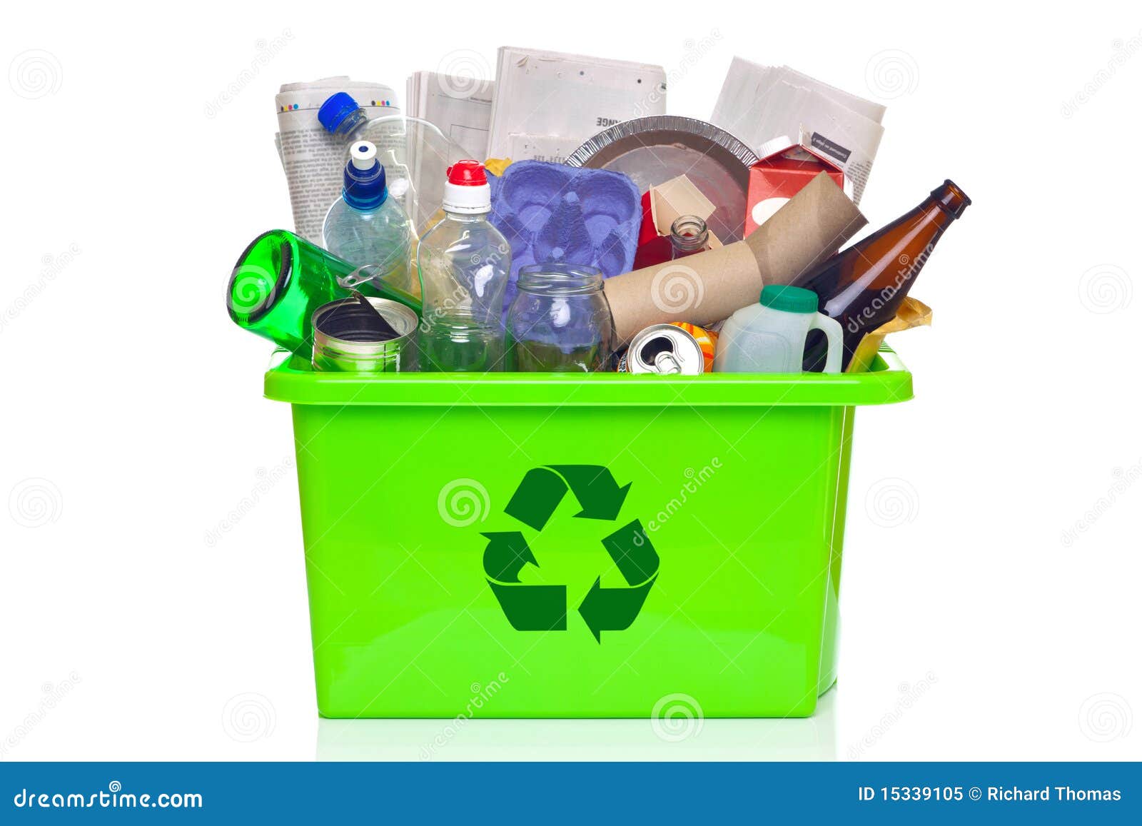 Green Recycling Bin Isolated on White Stock Image - Image of recycling ...