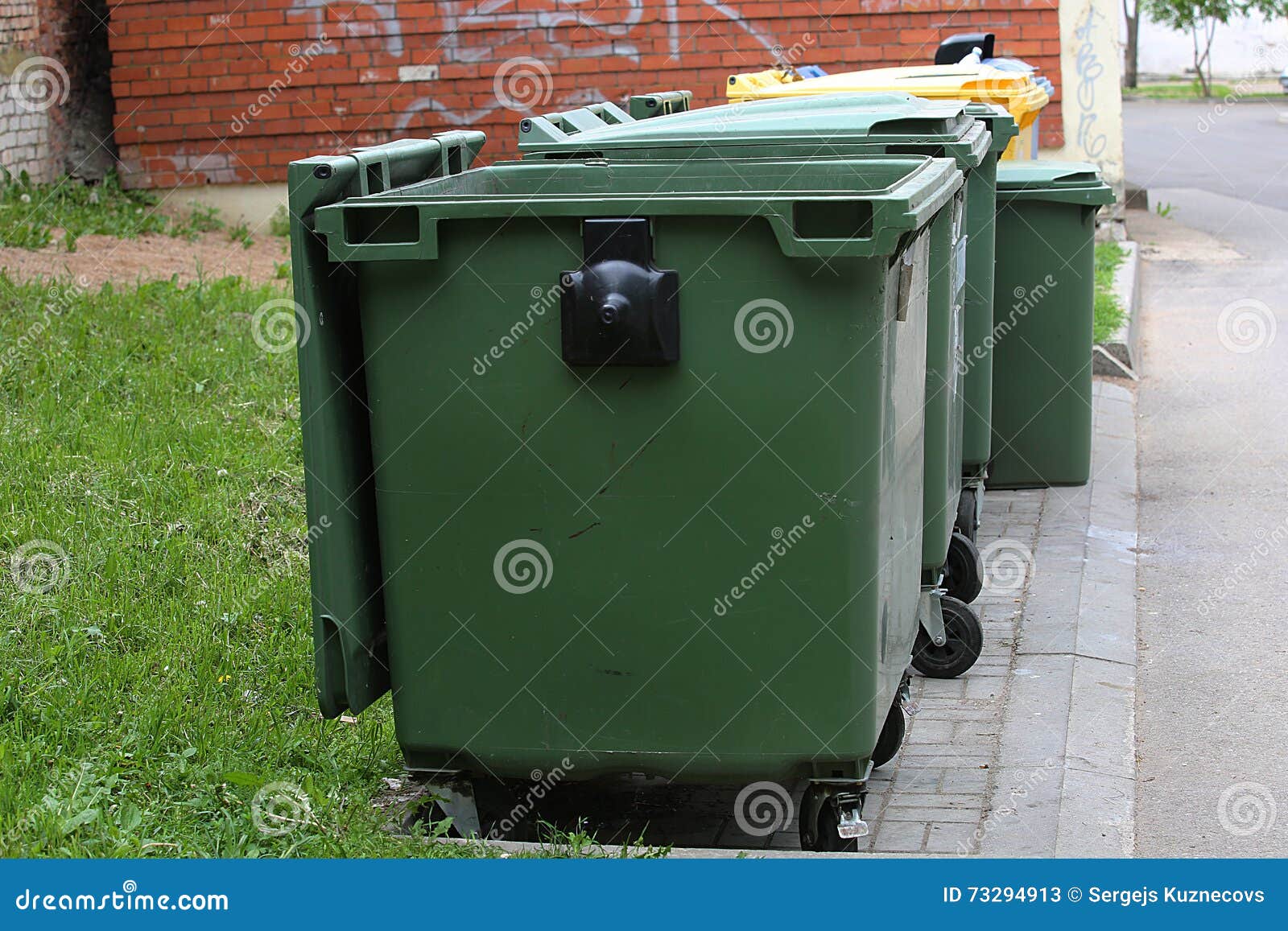 Green recycling container stock image. Image of street - 73294913