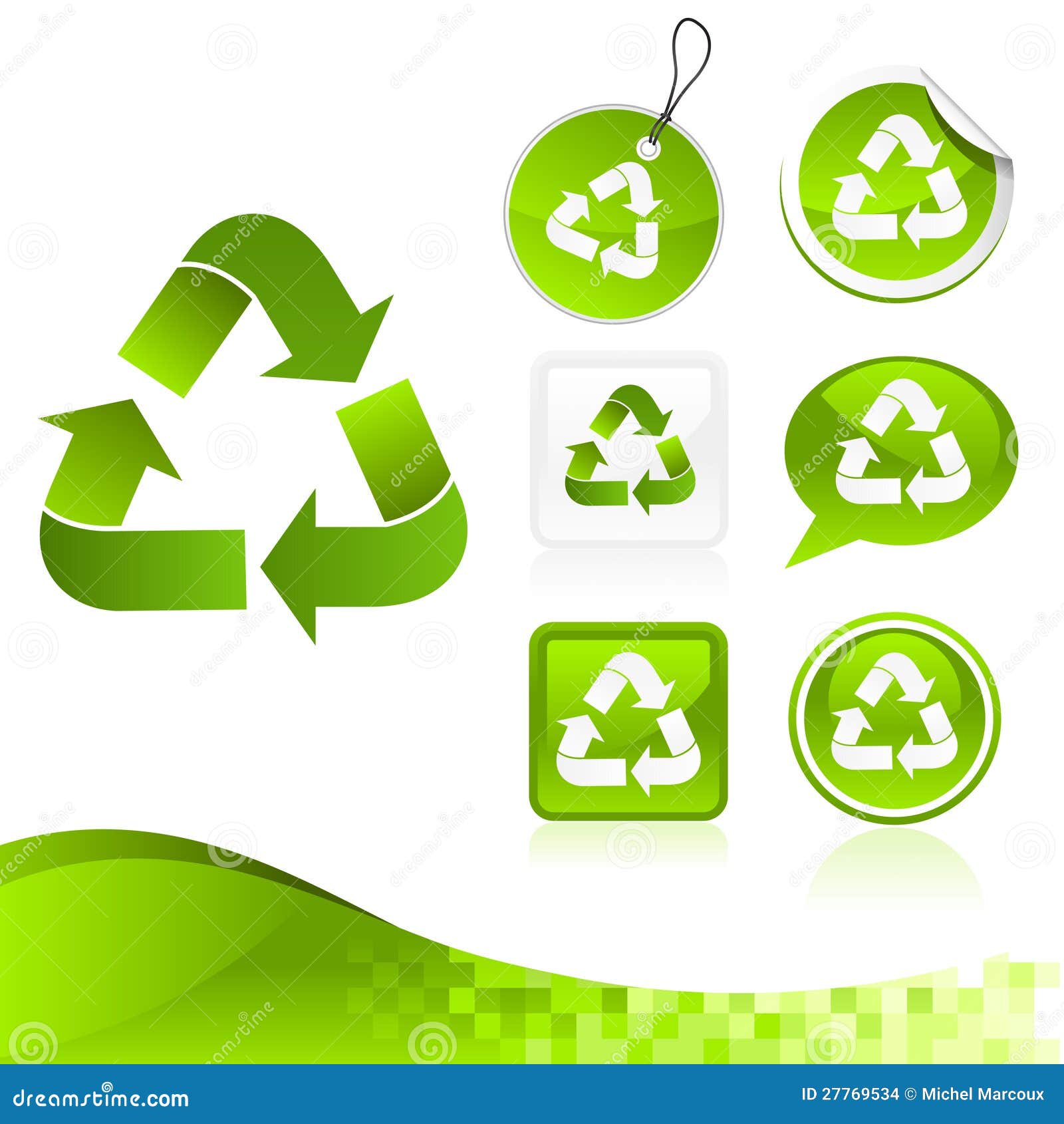 Green Recycling Design Kit stock vector. Illustration of icons - 27769534
