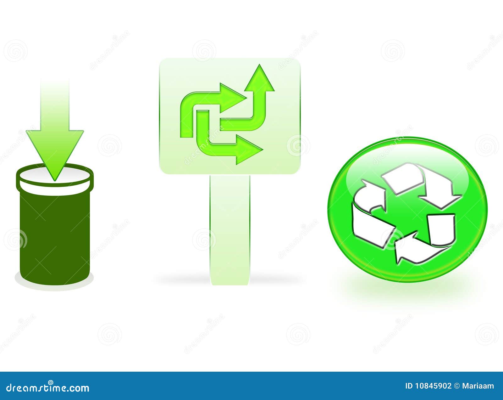 Recycling Icons. Various Green Circle Arrow Symbols. Waste Reuse ...