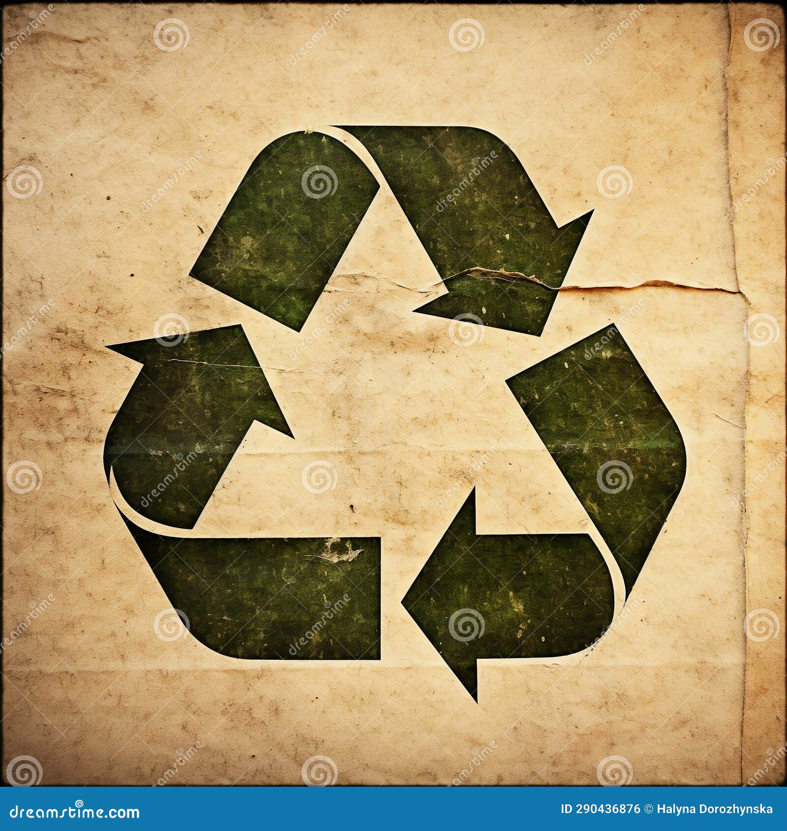 Green Recycling Symbol on Old Paper Stock Illustration - Illustration ...