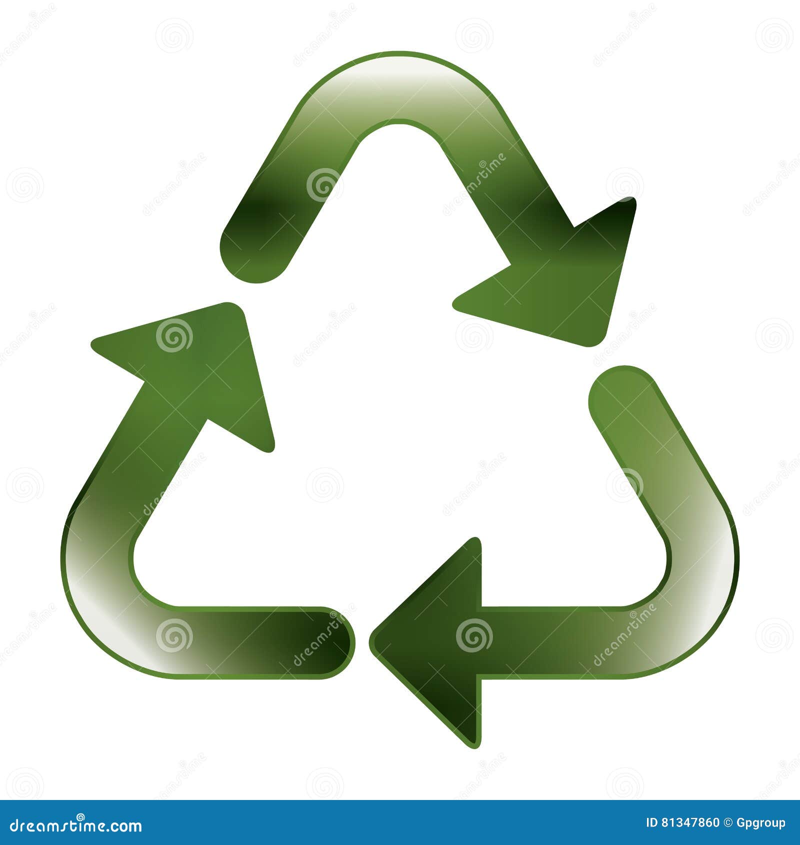 Green Recycling Symbol Shape with Relief Stock Illustration ...