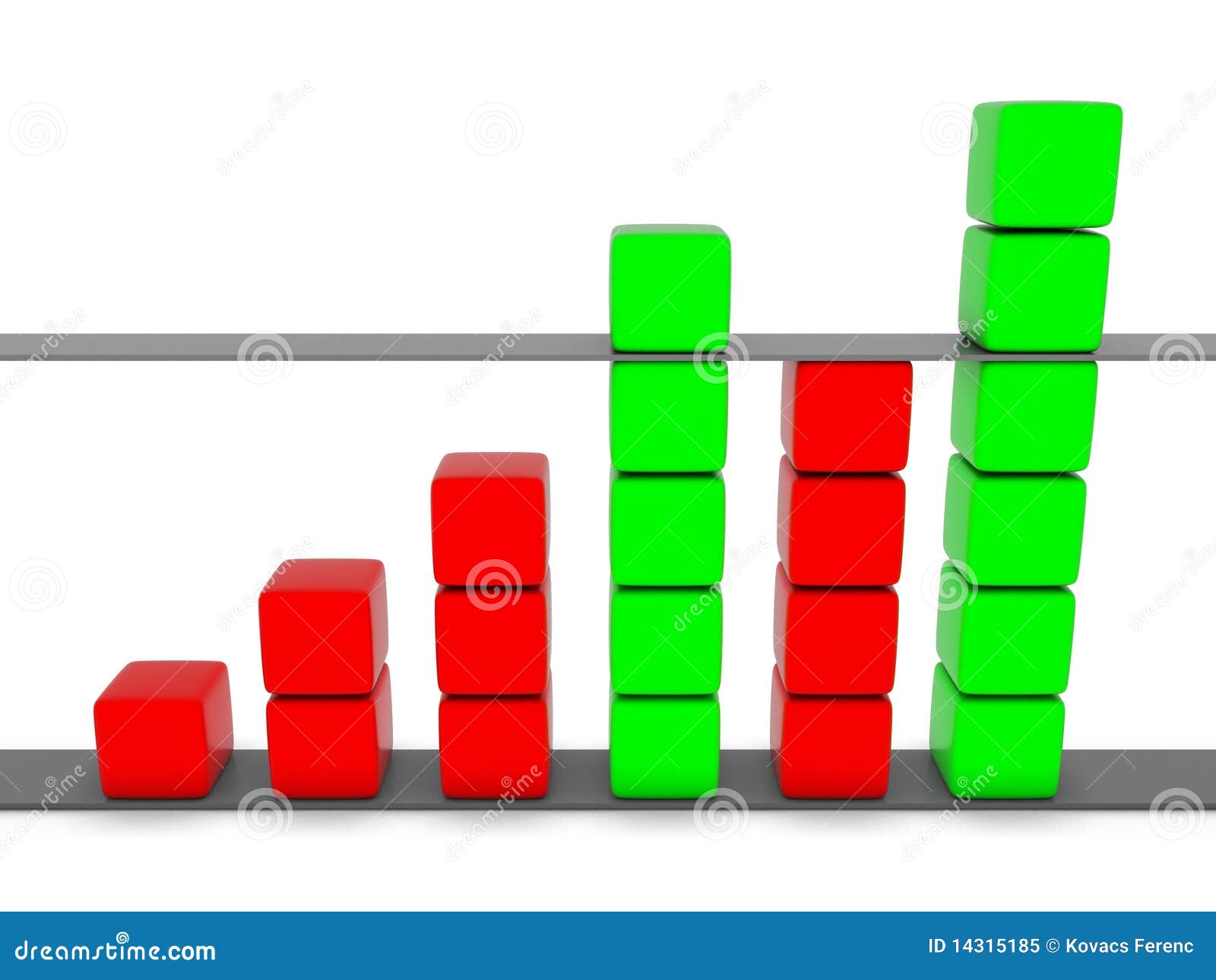 Green And Red 3D Statistic Chart Stock Illustration - Illustration of ...