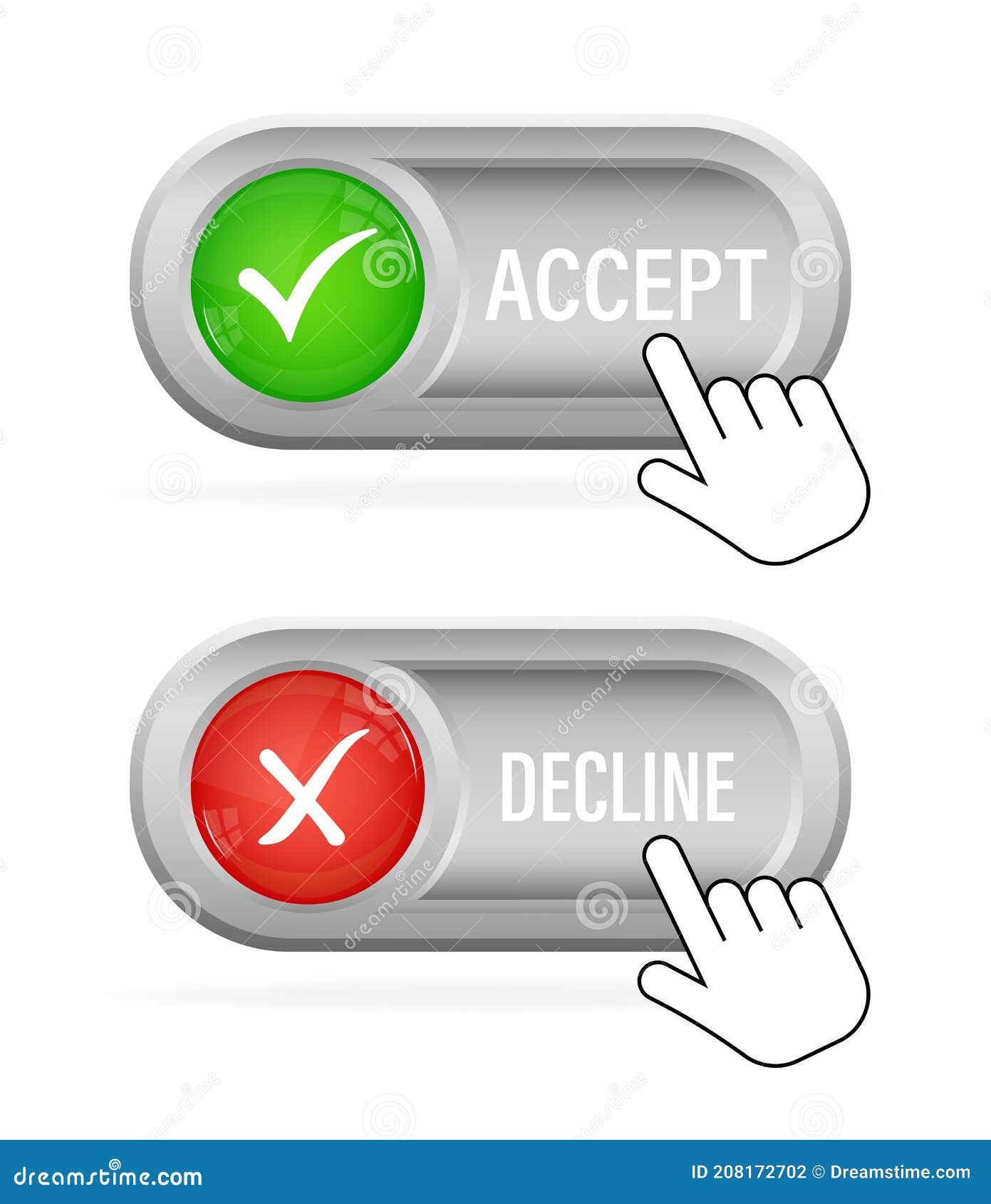 Green and Red Accept Decline Button. Abstract Web Template with Red ...