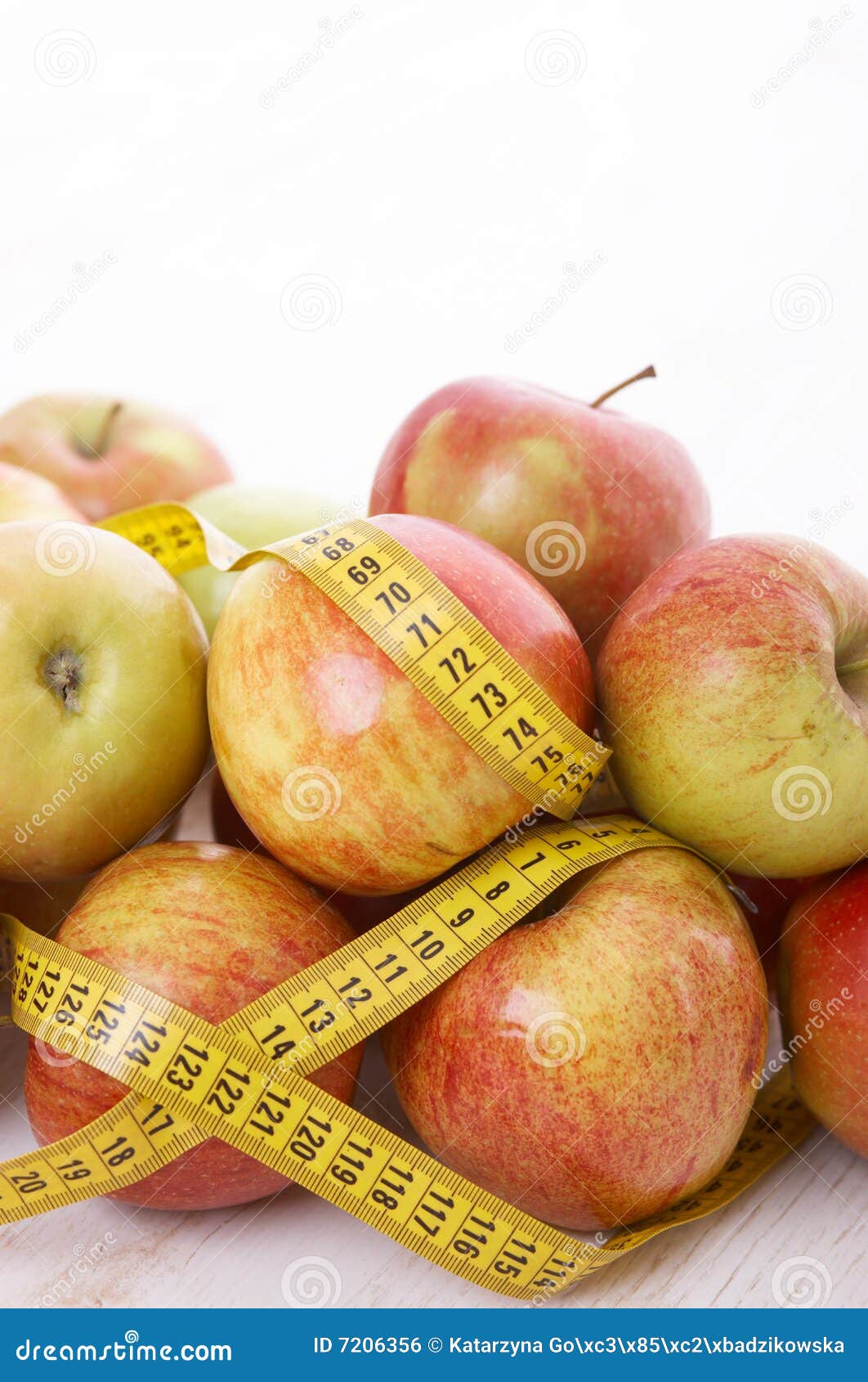 Green and Red Apples with Meter Stock Photo - Image of calories ...