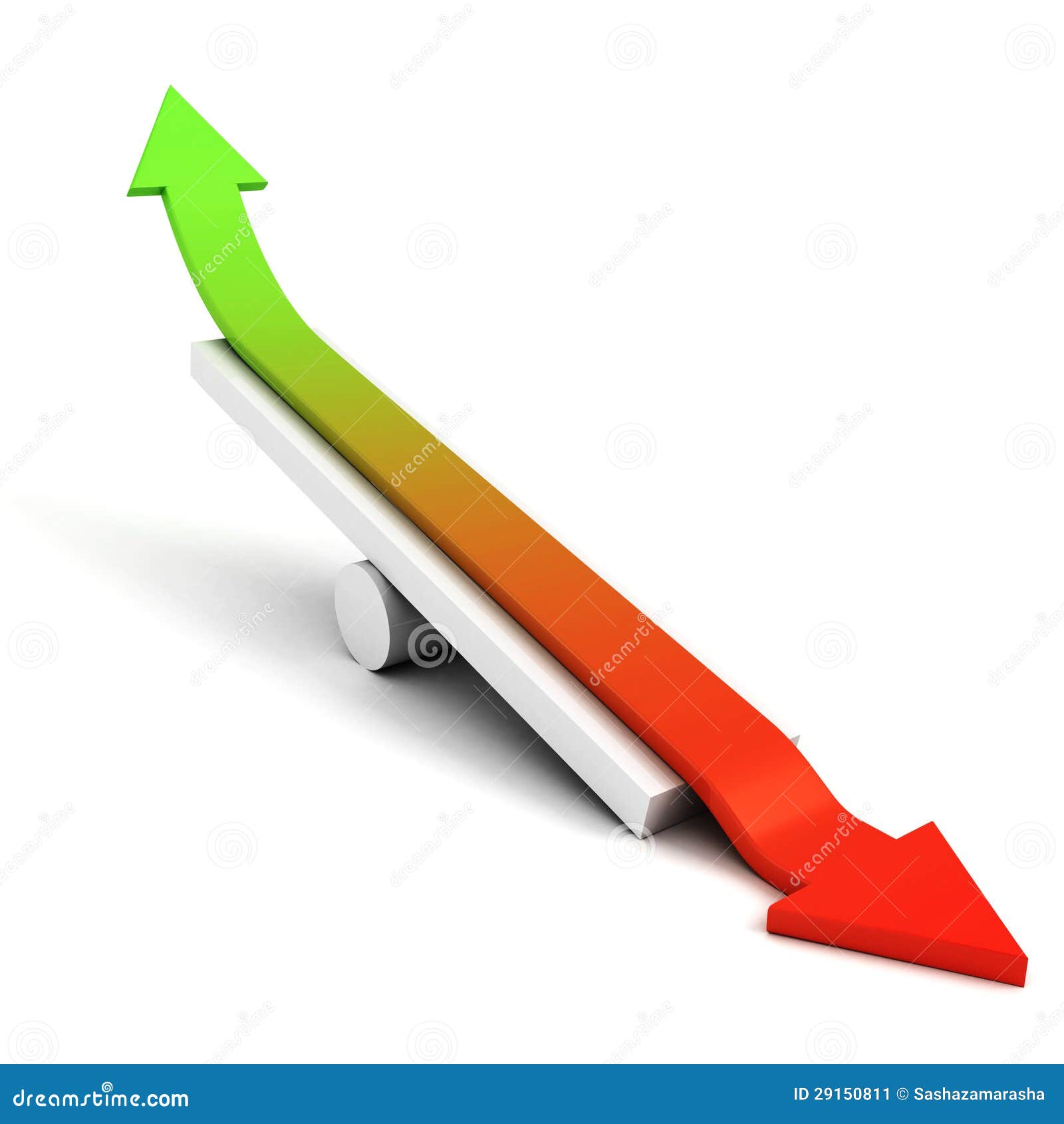 Green and Red Arrows Pointing in Opposite Directions on Balance Stock ...