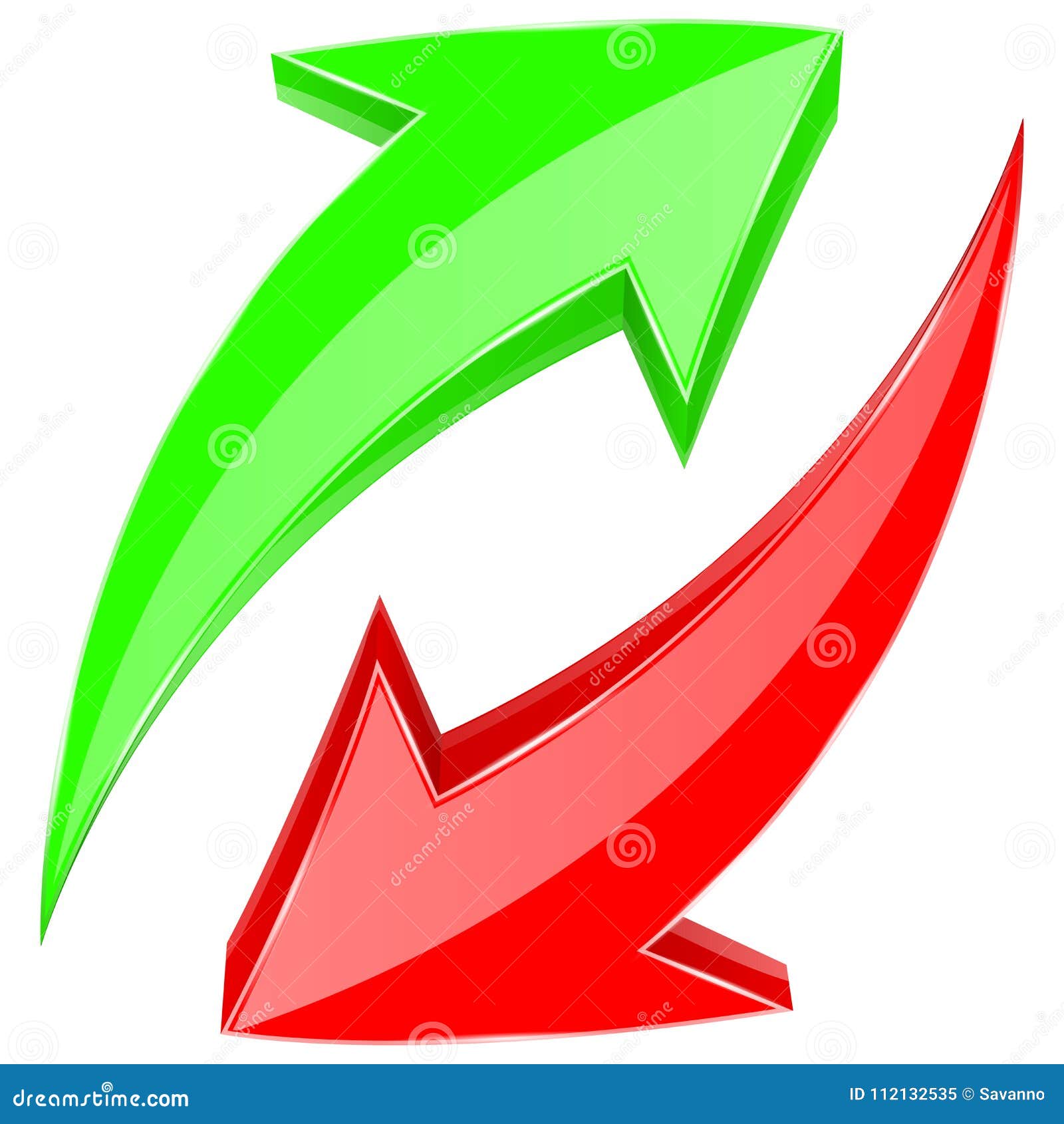 Green And Red Arrows Shiny 3d Web Icons Up And Down In Circular