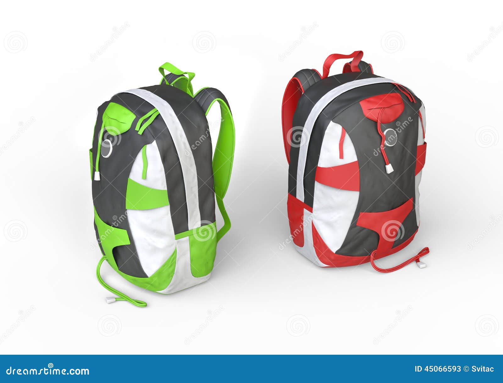 Green and Red Backpacks on White Background Stock Illustration ...