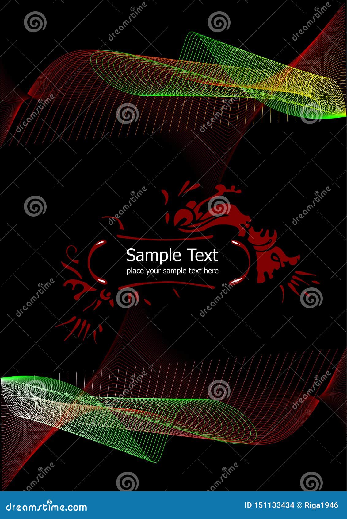 Green-red-black Abstract Wave Background. Stock Vector - Illustration ...